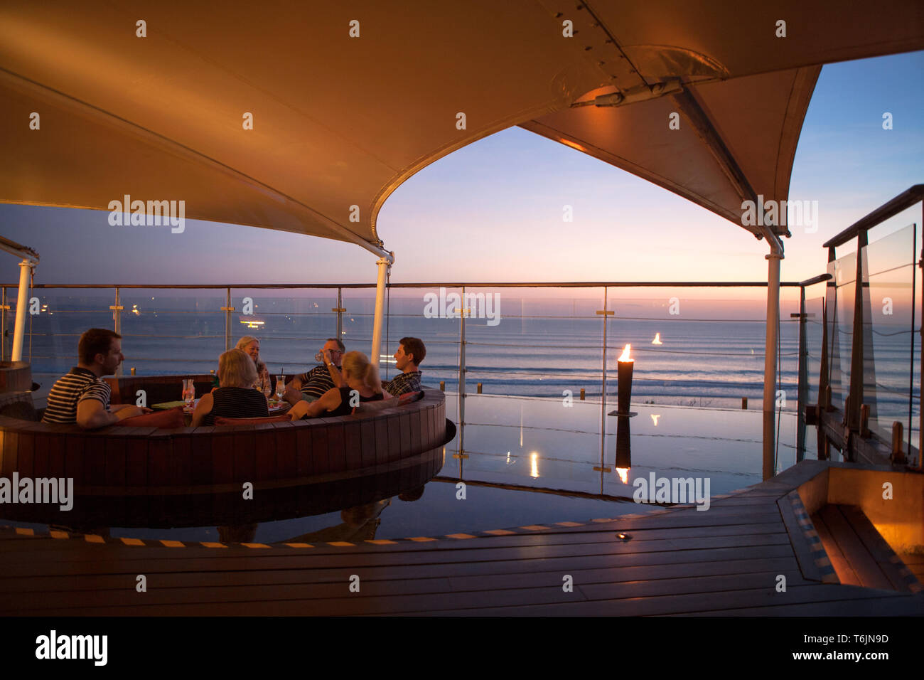 Double Six rooftop bar at sunset, Bali, Indonesia Stock Photo - Alamy