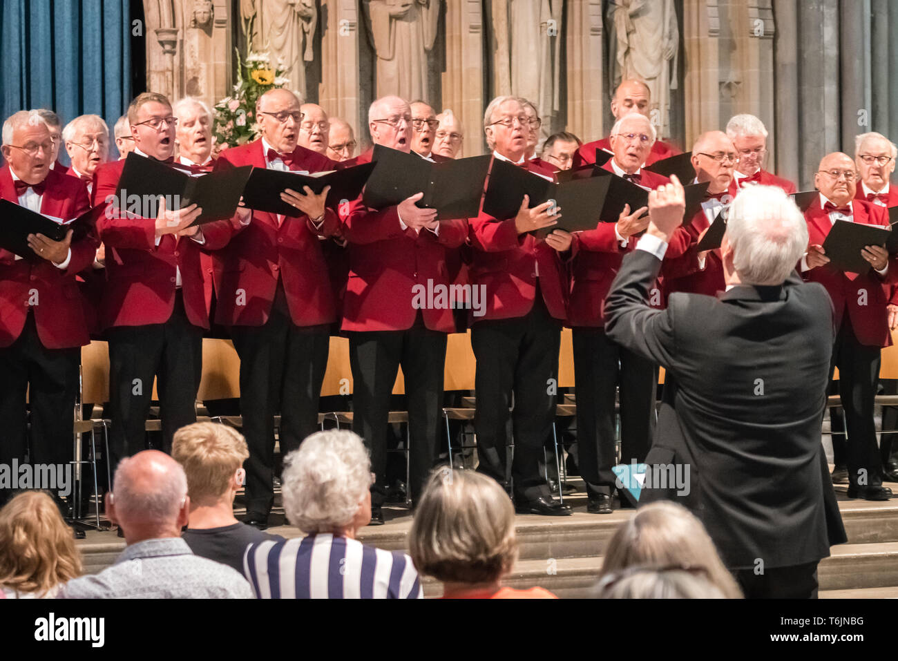 Mens choir performing in a cathedral Stock Photo - Alamy