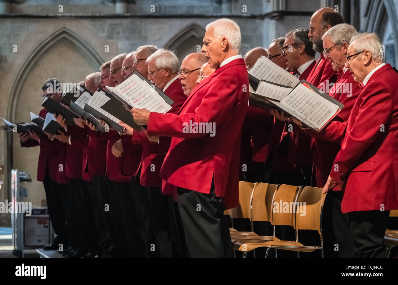 Mens choir performing in a cathedral Stock Photo - Alamy