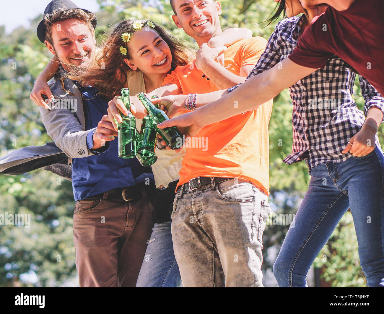 Cheerful friends enjoying beer hi-res stock photography and images - Alamy