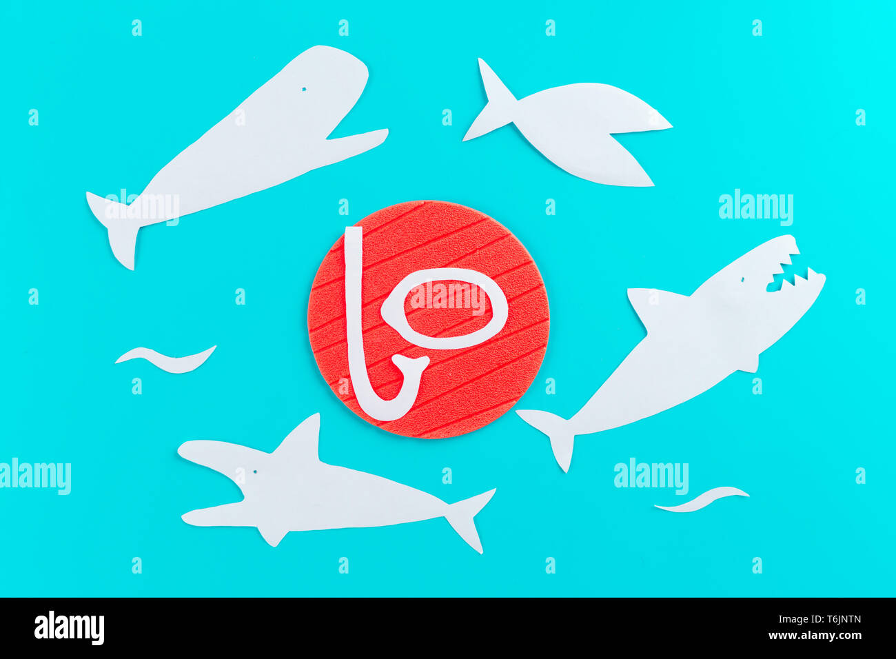 Shark attack. Life insurance concept. paper cut Stock Photo - Alamy