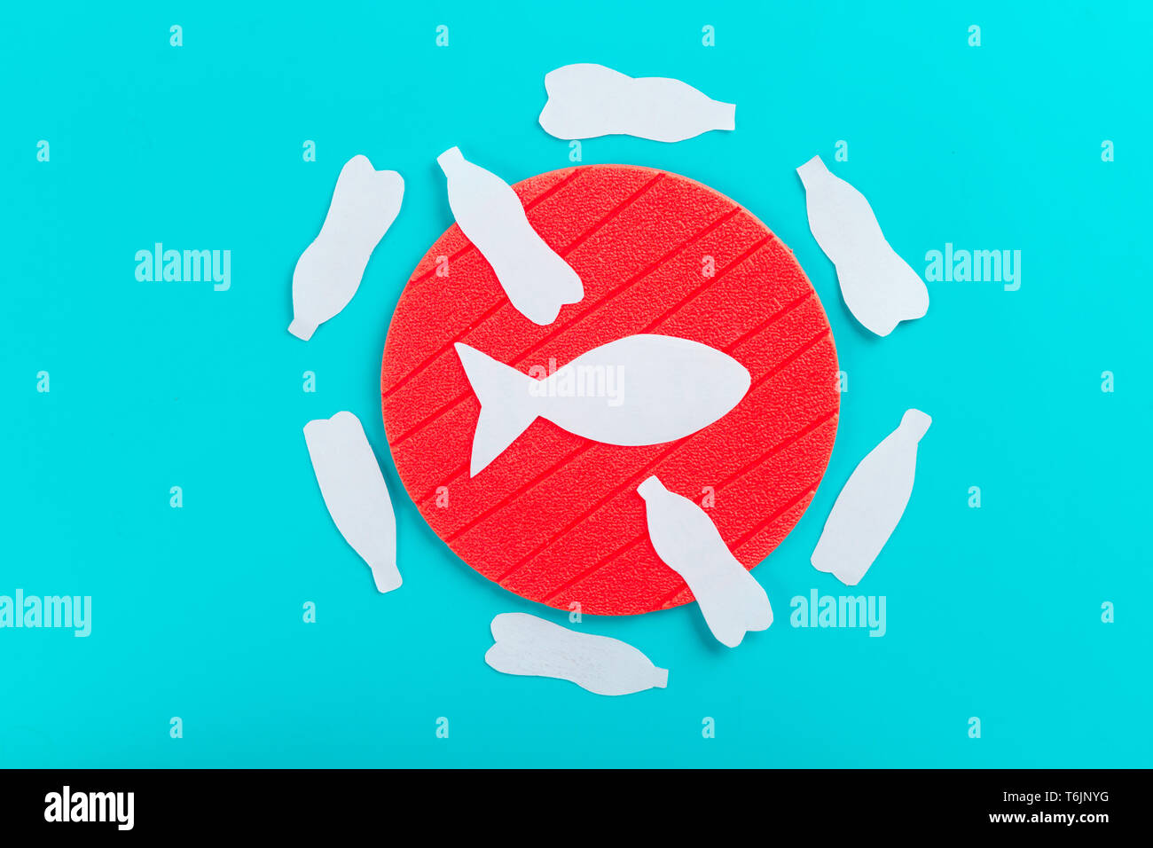 Plastic pollution in ocean environmental problem. paper cut Stock Photo ...