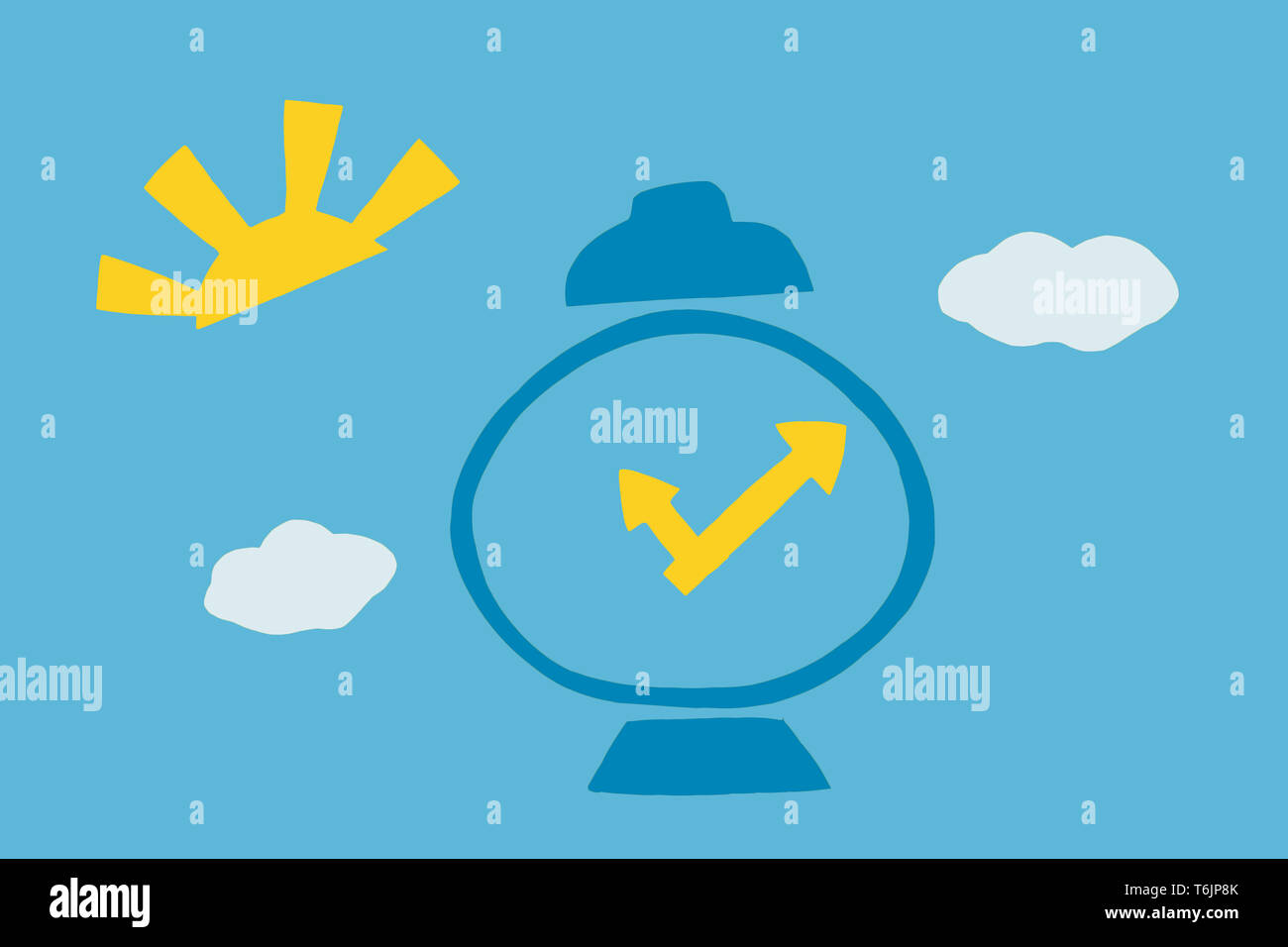 clock on blue background. early morning concept image Stock Photo - Alamy