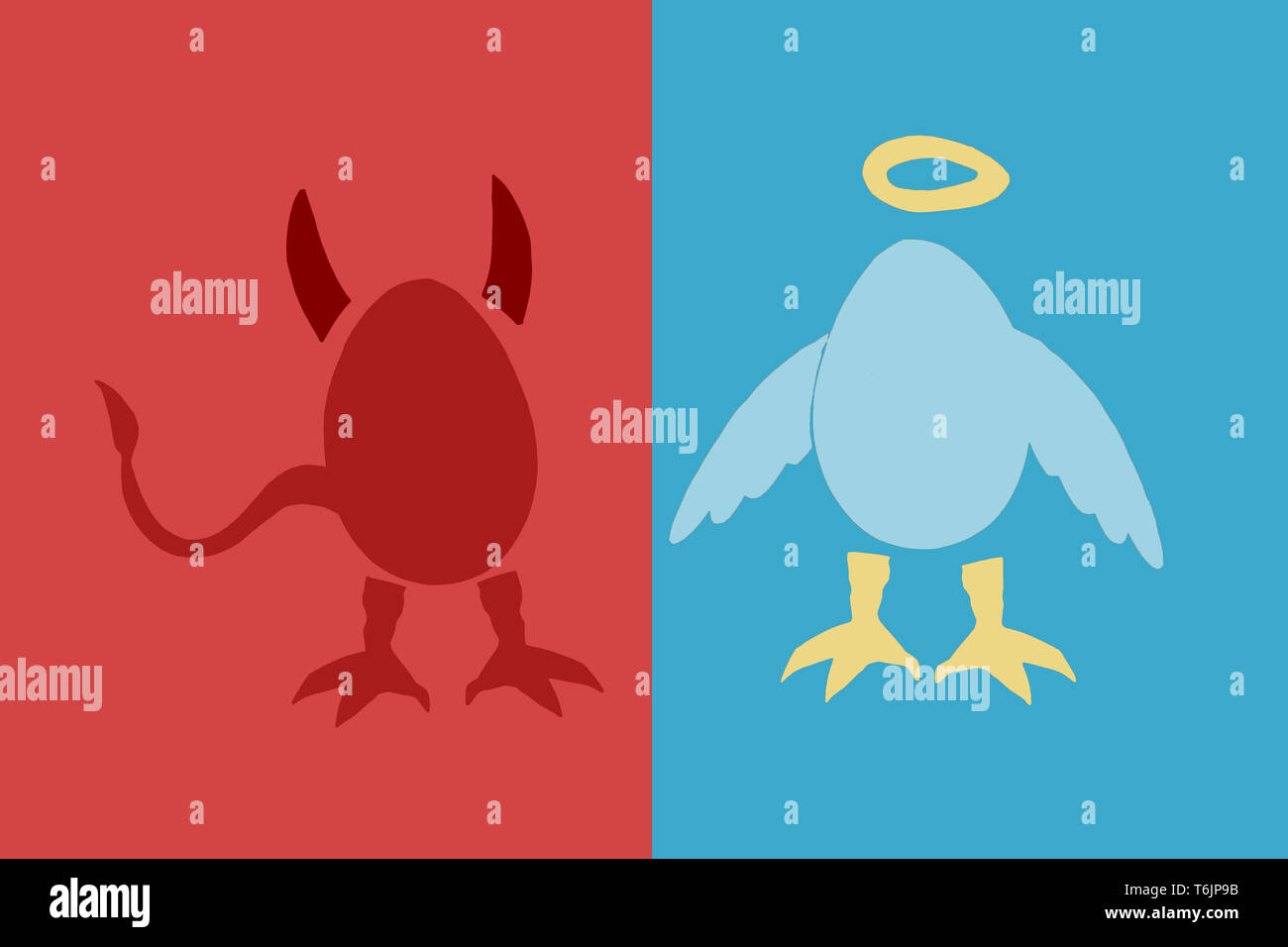 devil and angel egg characters. cartoon illustration Stock Photo - Alamy
