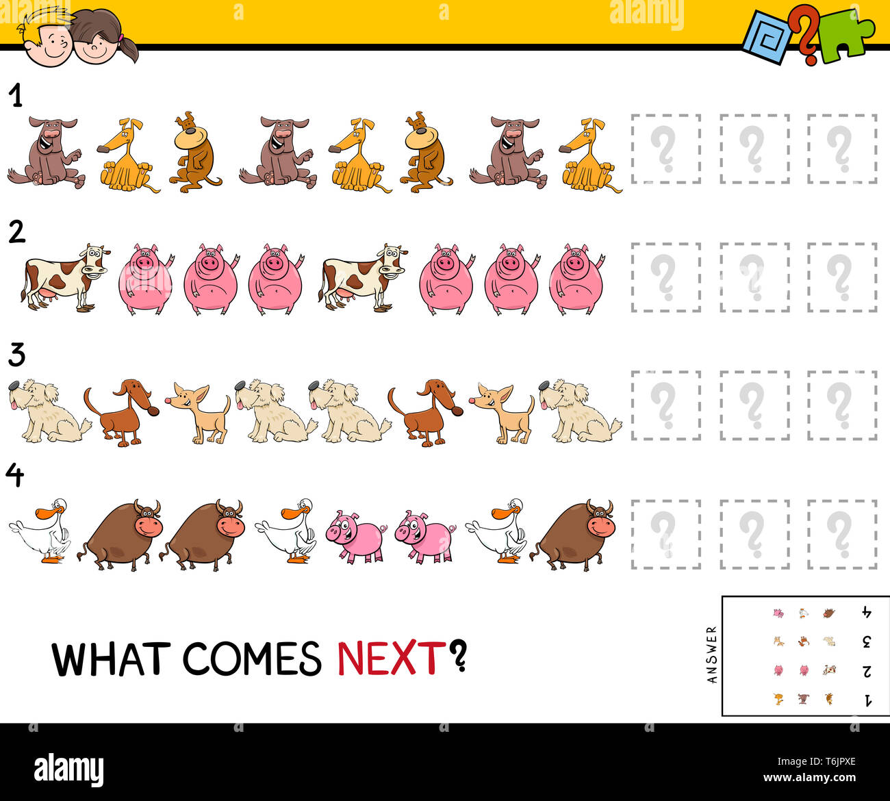 complete the pattern educational game for children Stock Photo - Alamy