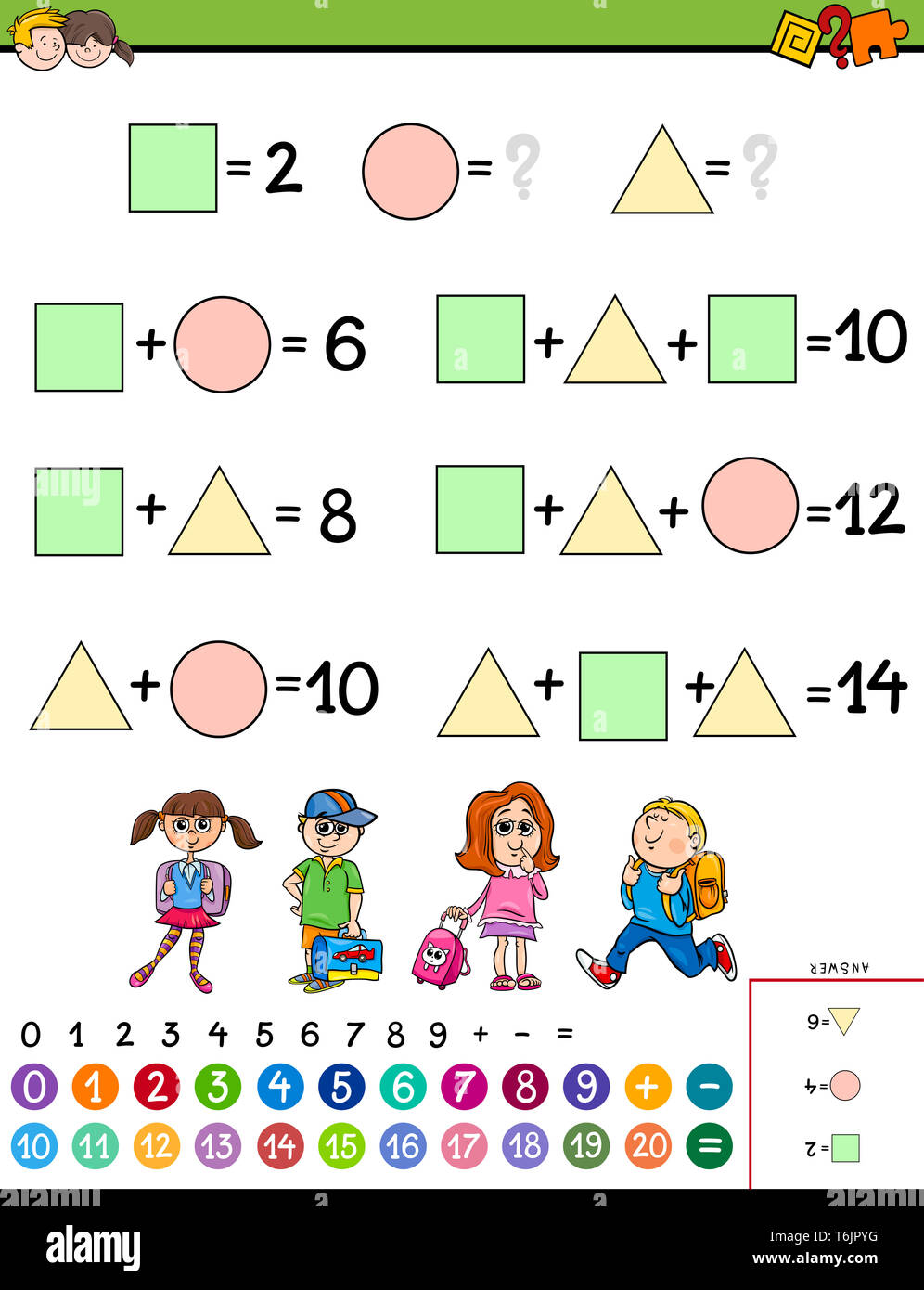 maths calculation educational game for children Stock Photo - Alamy