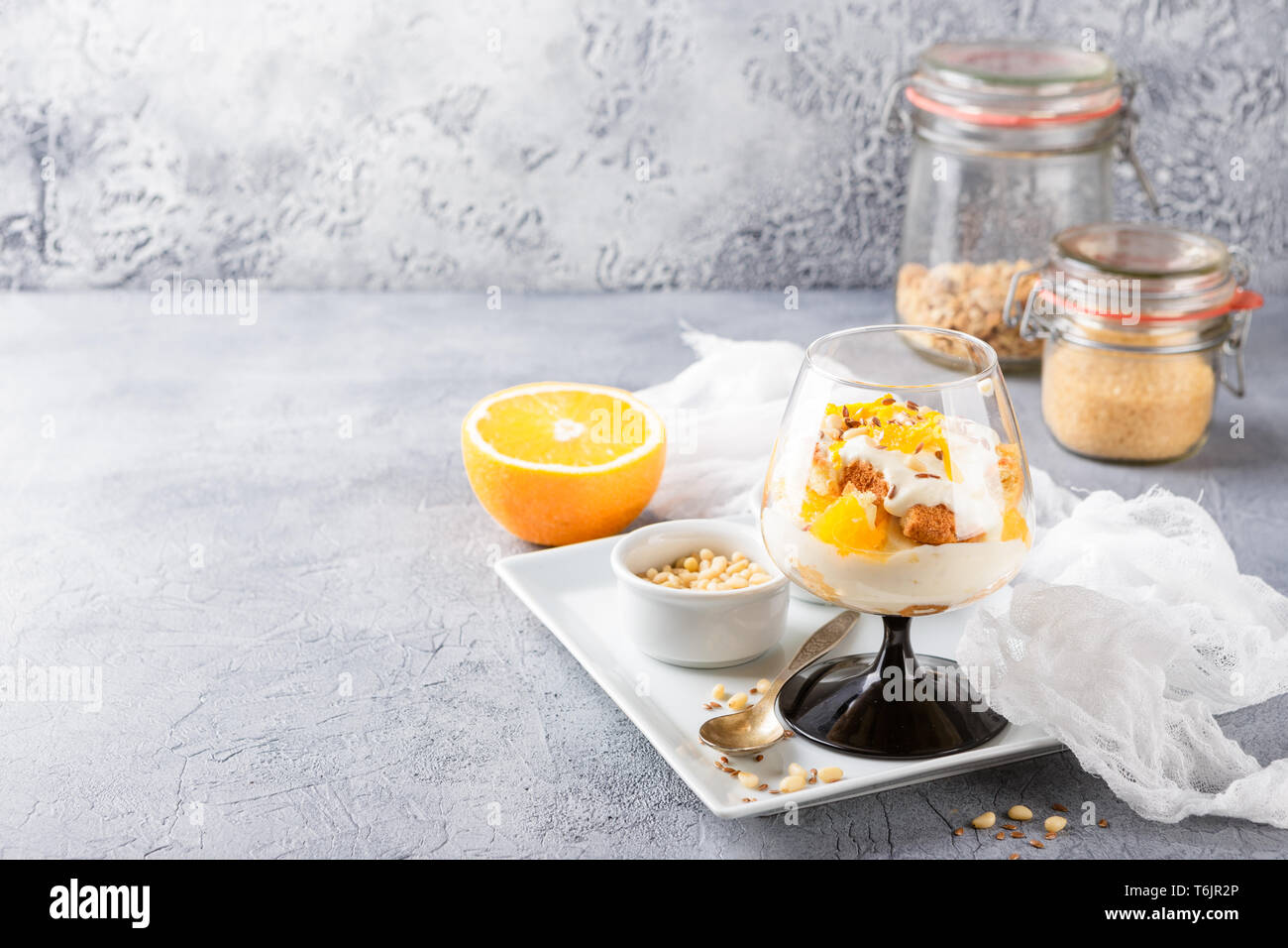 Healthy layered dessert trifle Stock Photo - Alamy
