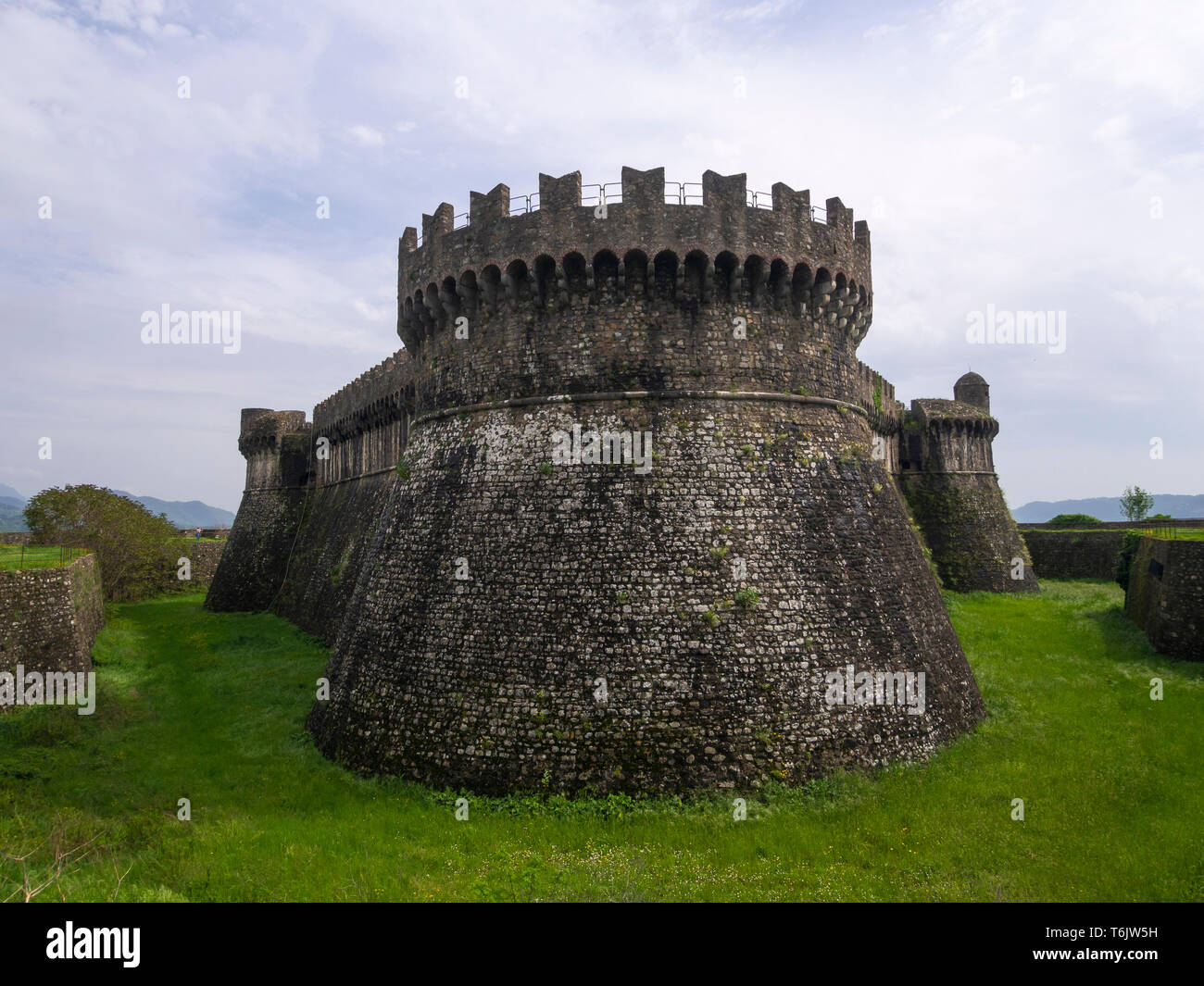 Imposing medieval fortress known as Fortezza di Sarzanello, Sarzana ...