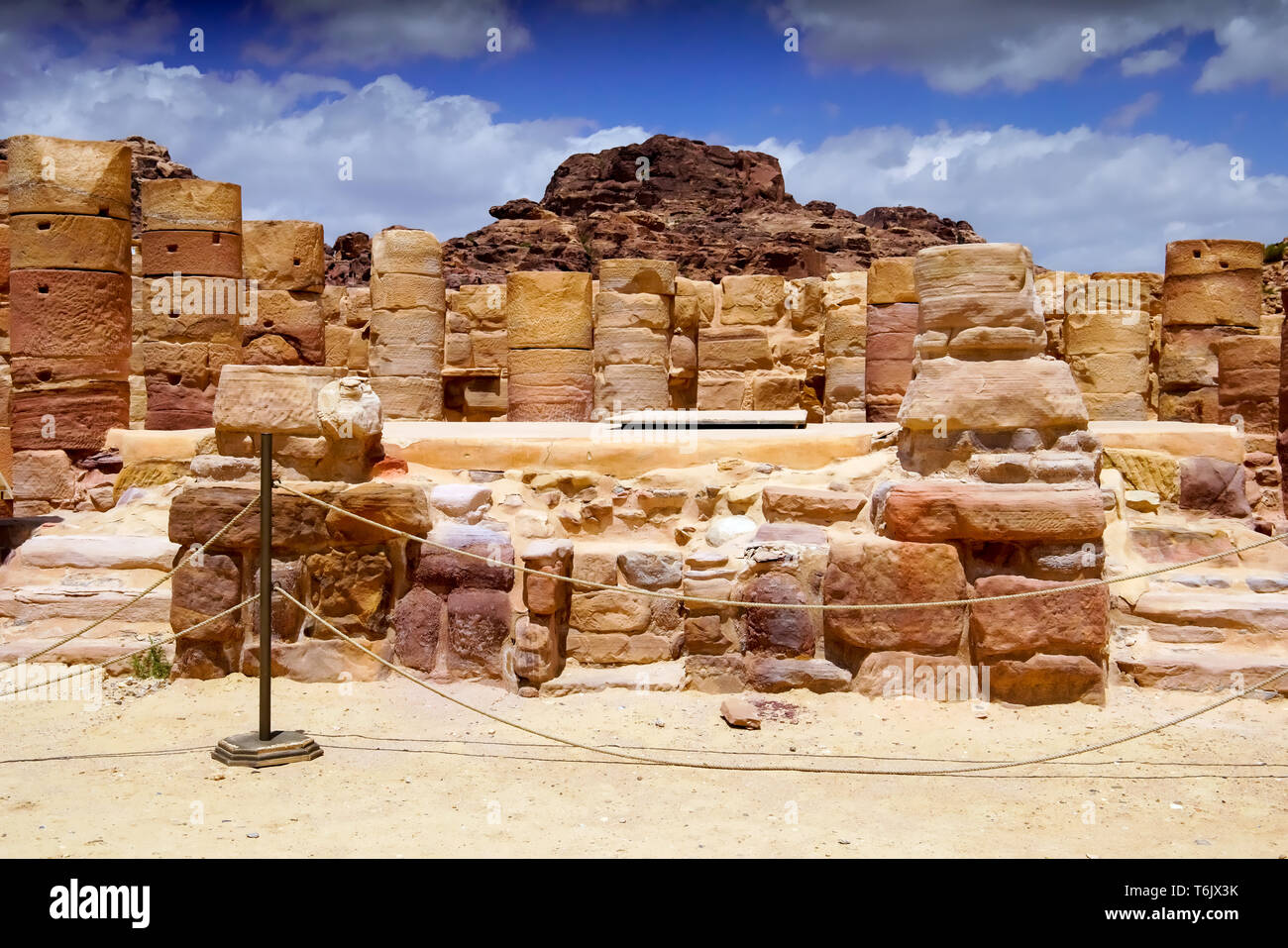 Ancient columns of Temple of Winged Lions (Great Temple) in Petra ...