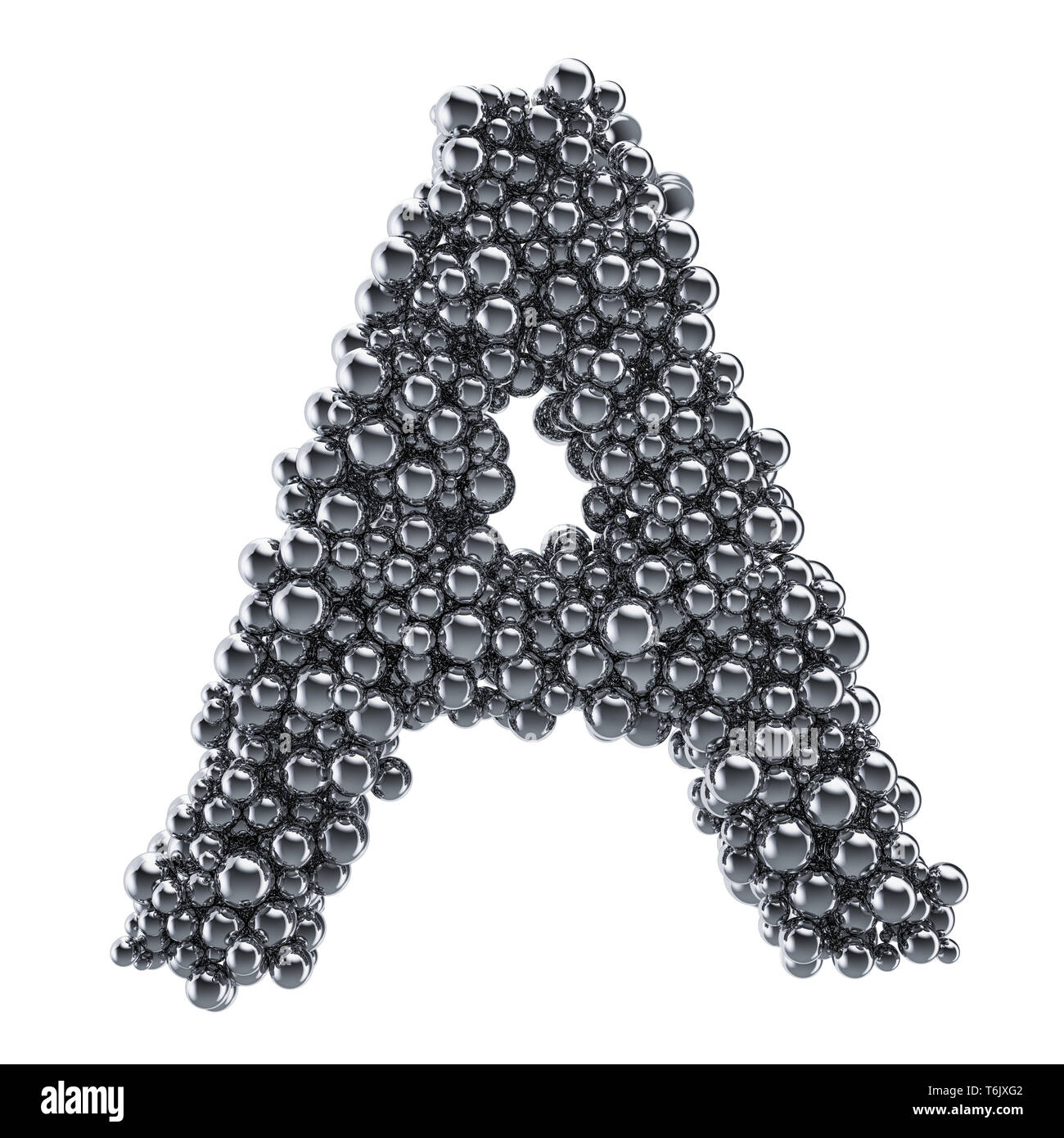 Metallic letter A from metal balls, 3D rendering isolated on white ...