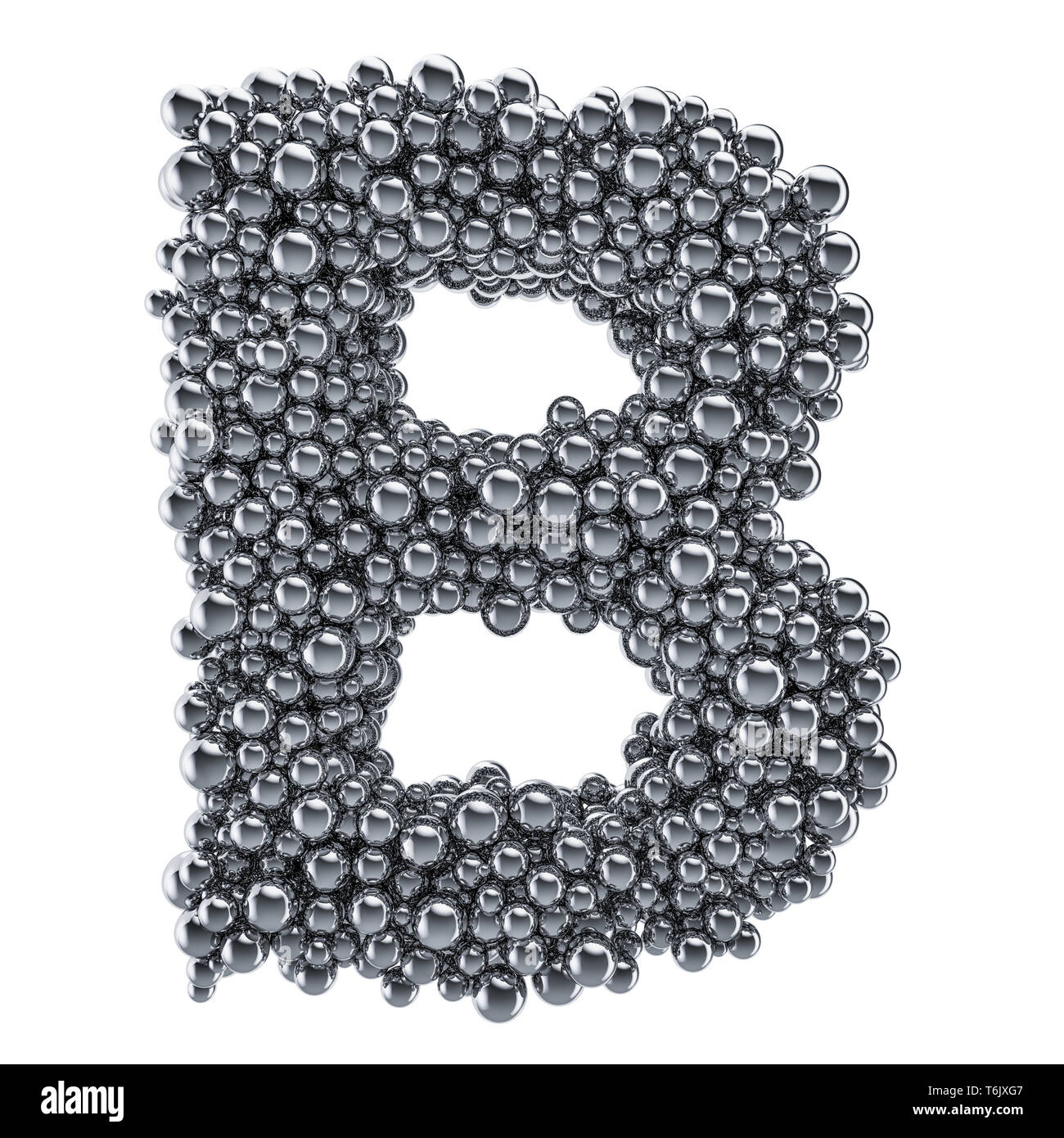 Metallic letter B from metal balls, 3D rendering isolated on white ...