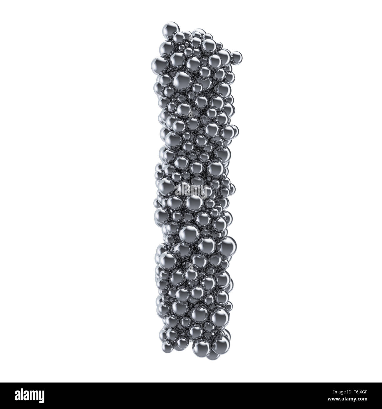 Metallic letter I from metal balls, 3D rendering isolated on white ...