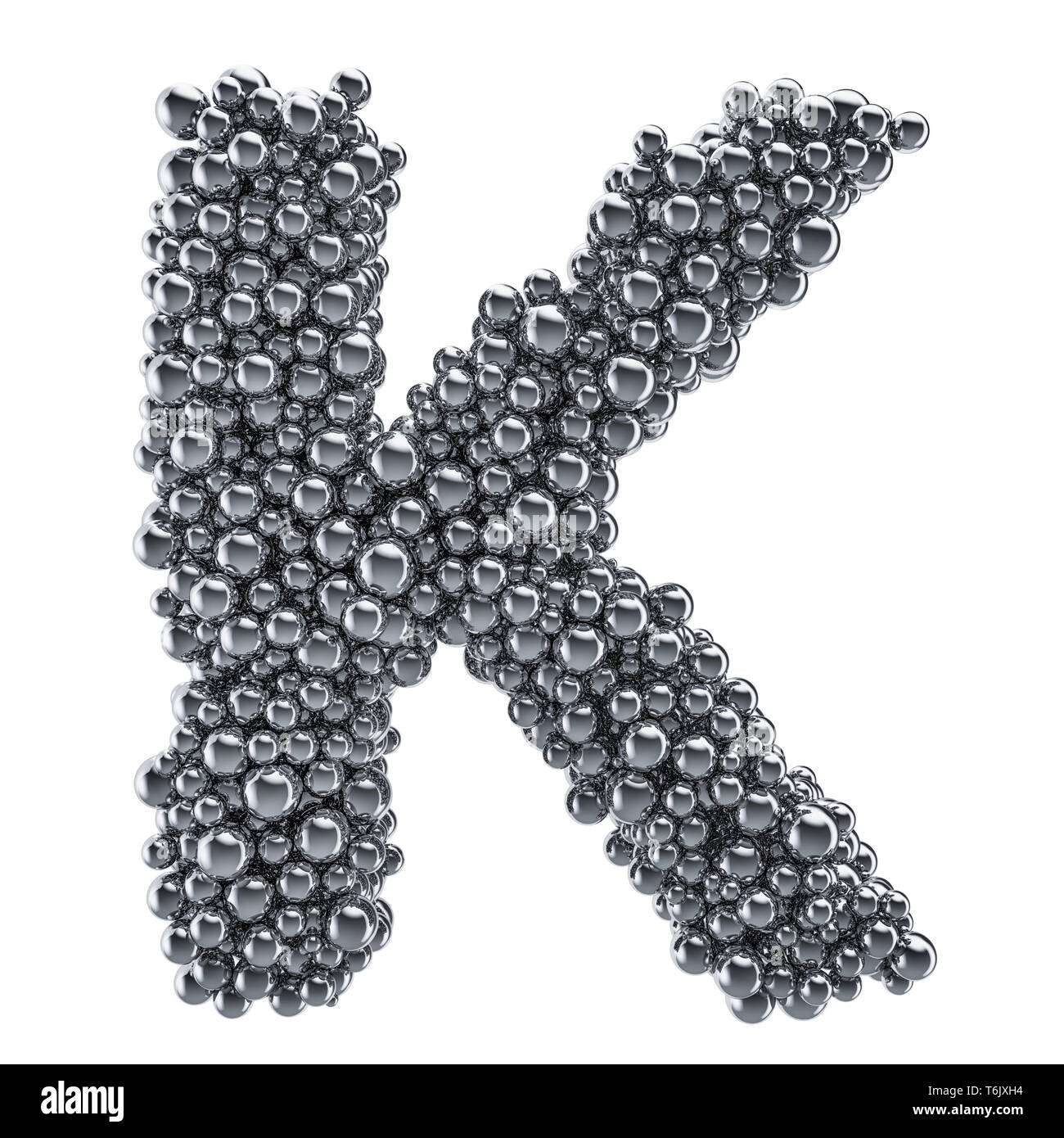 Metallic letter K from metal balls, 3D rendering isolated on white ...