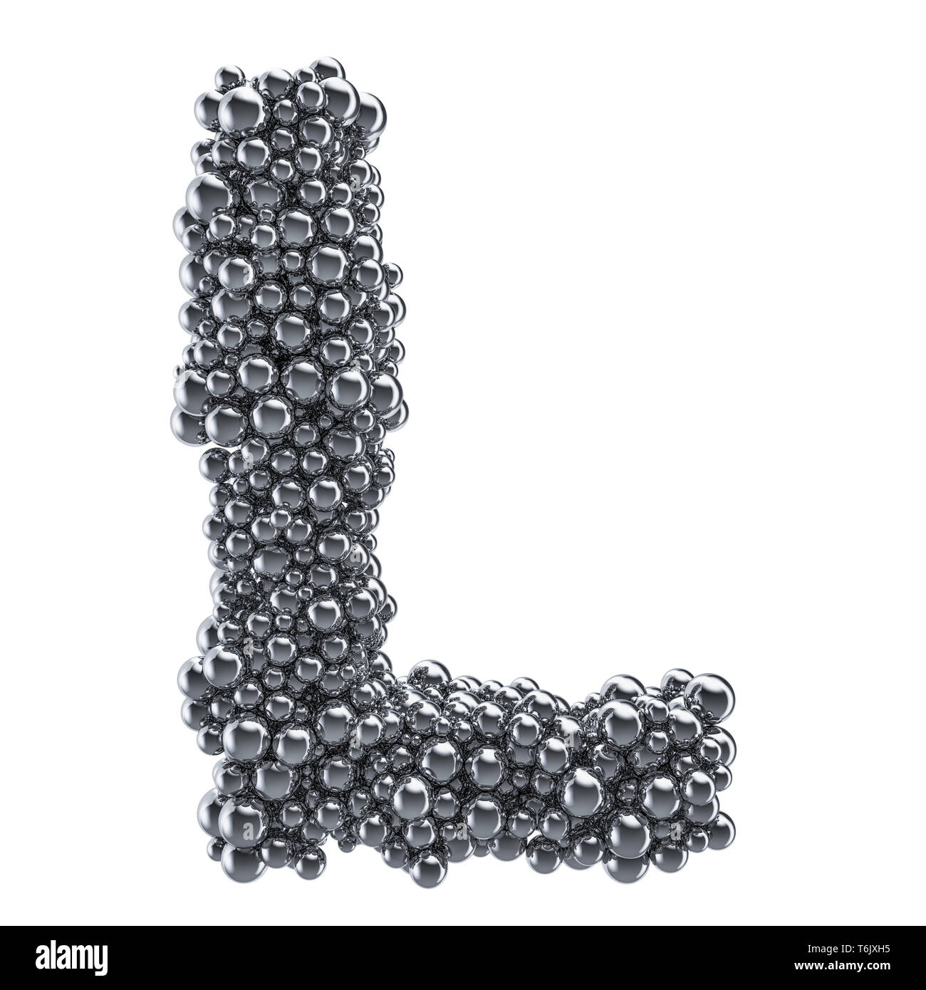 Metallic letter L from metal balls, 3D rendering isolated on white ...