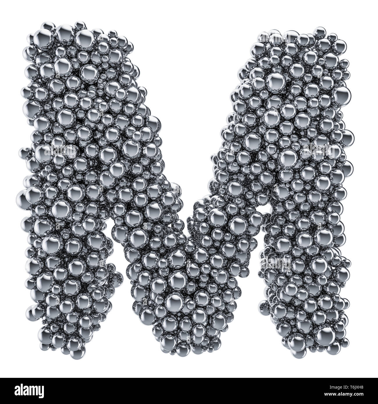 Metallic letter M from metal balls, 3D rendering isolated on white ...