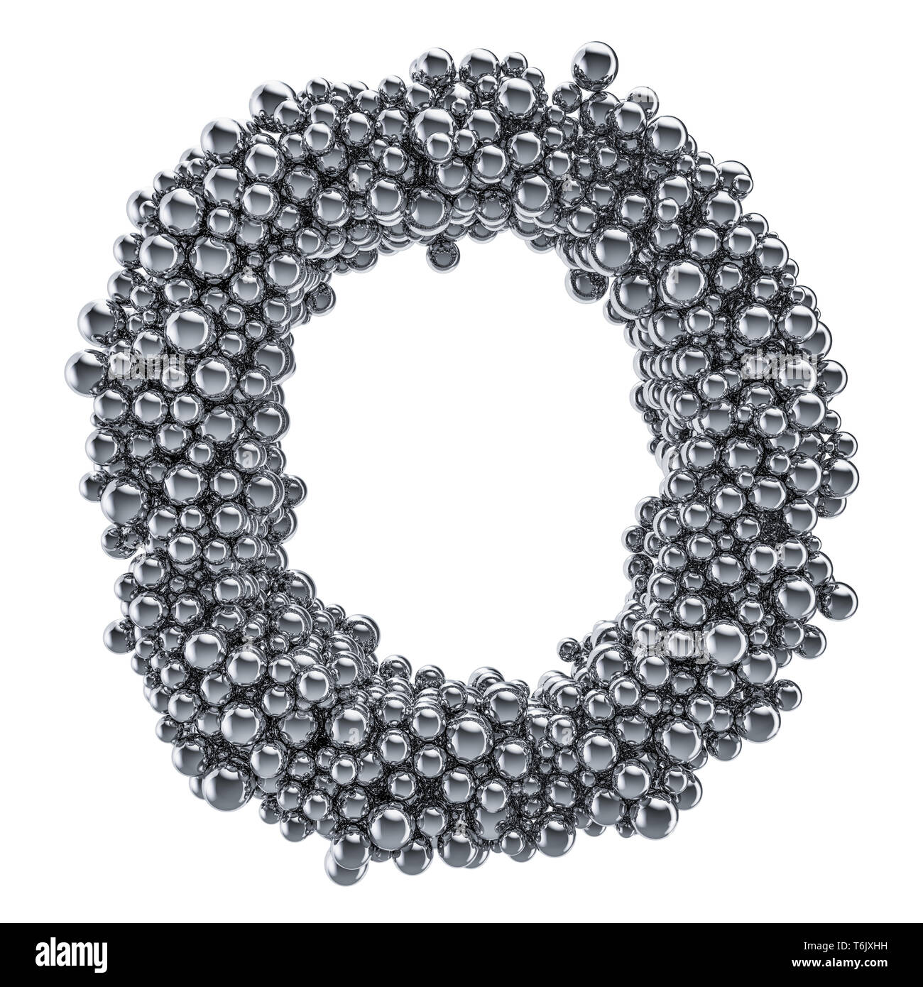 Metallic letter O from metal balls, 3D rendering isolated on white ...