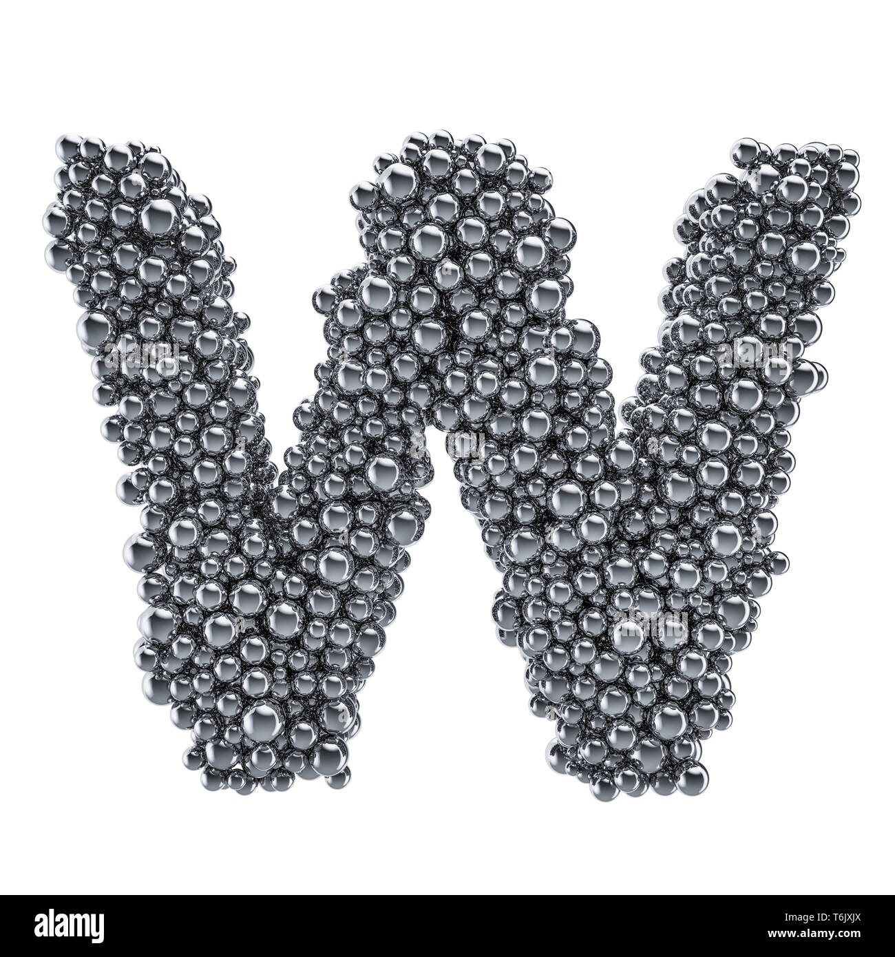 Metallic letter W from metal balls, 3D rendering isolated on white ...