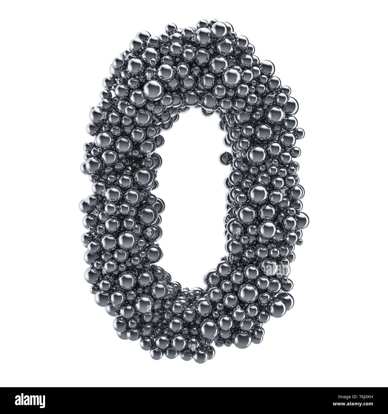 Metallic number 0 from metal balls, 3D rendering isolated on white ...