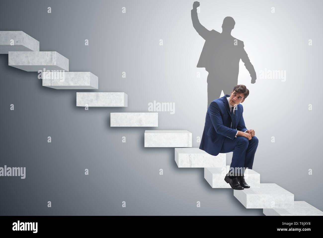 The businessman and his shadow in business concept Stock Photo - Alamy