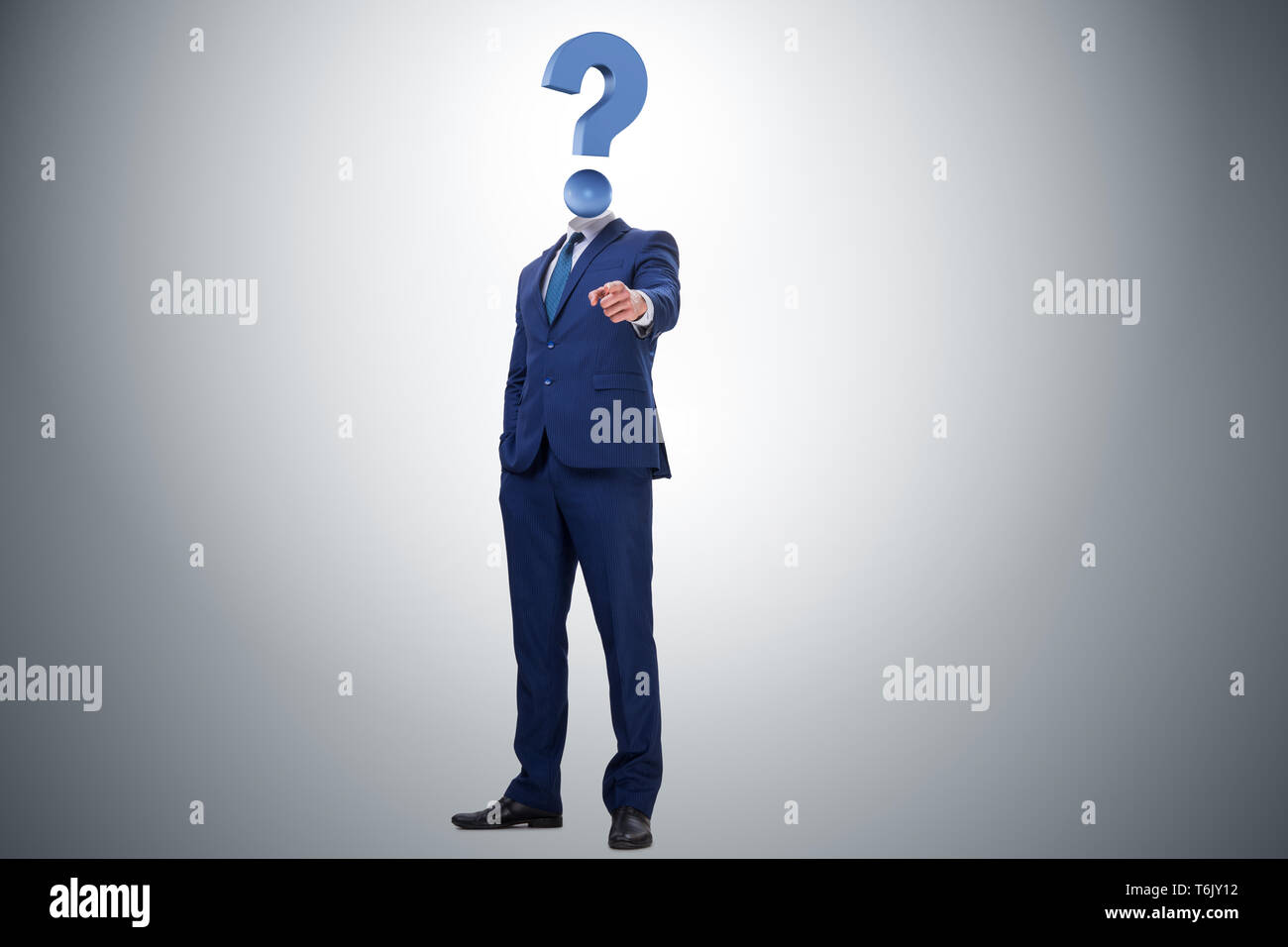 Businessman with question mark instead of his head Stock Photo - Alamy