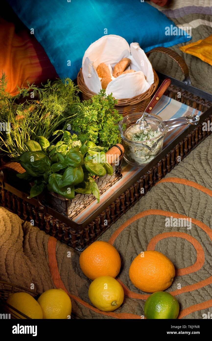 Snacks in Bed on the Porch Stock Photo - Alamy