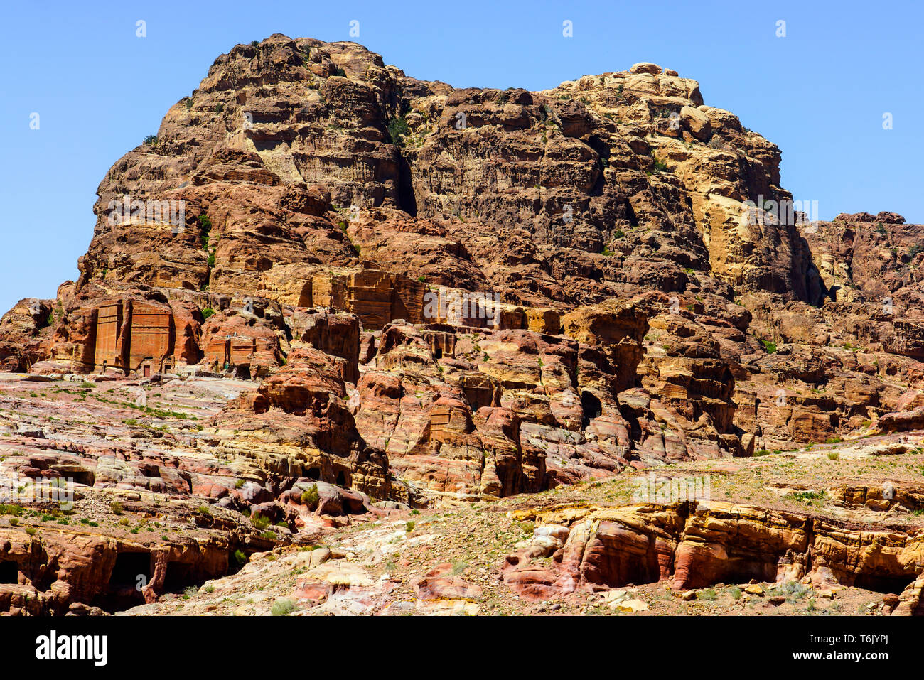 Petra, Rocky Landscape and tombs, Petra archeological site, Jordan ...