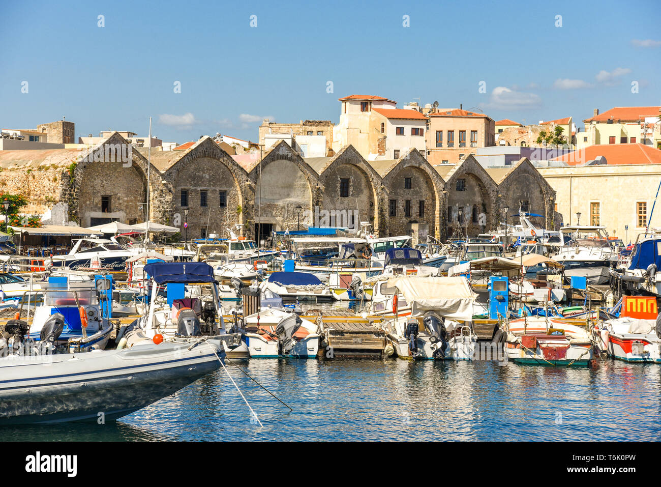 Venetian shipyards in the old town of Chania Stock Photo - Alamy