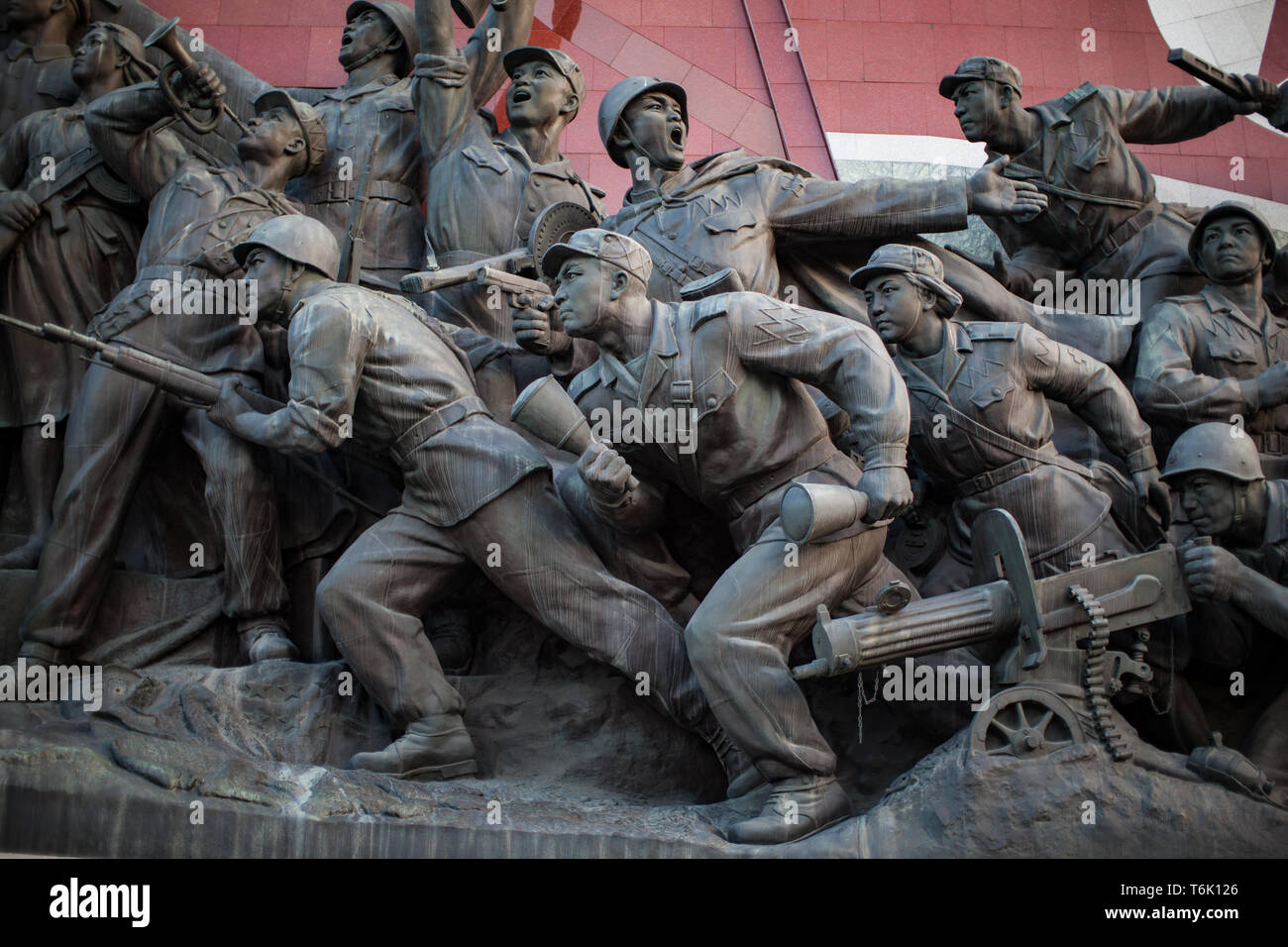 A monument on Mansudae Hill in Pyongyang, celebrating military victory ...