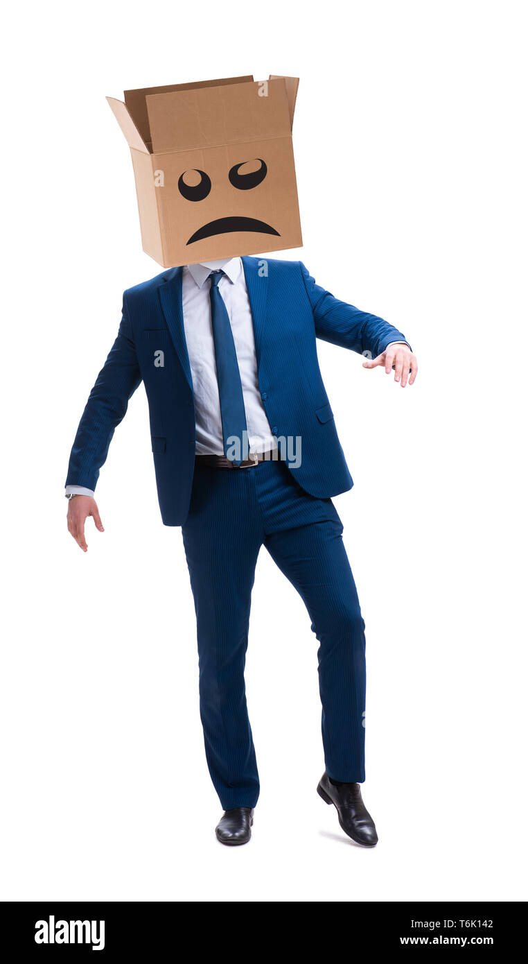 Unpacking box man sad Cut Out Stock Images & Pictures - Alamy