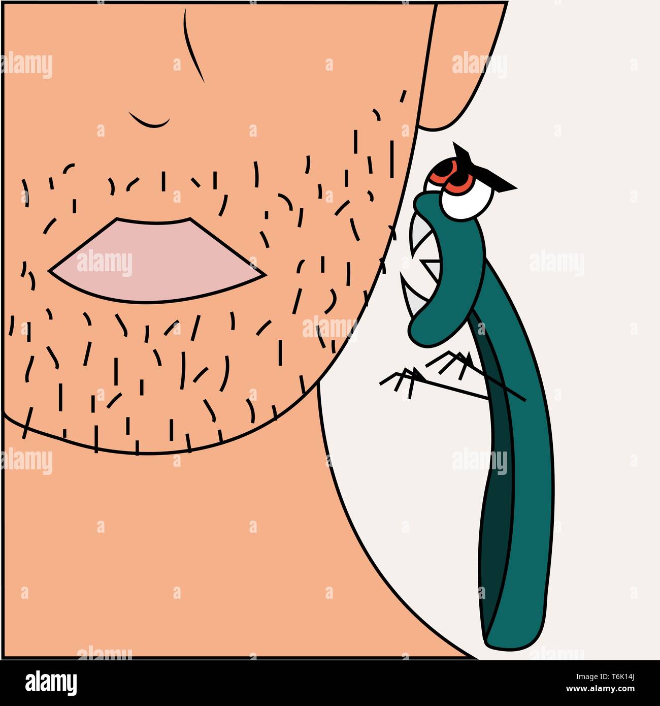 Angry razor and man face. Isolated vector illustration Stock Vector ...