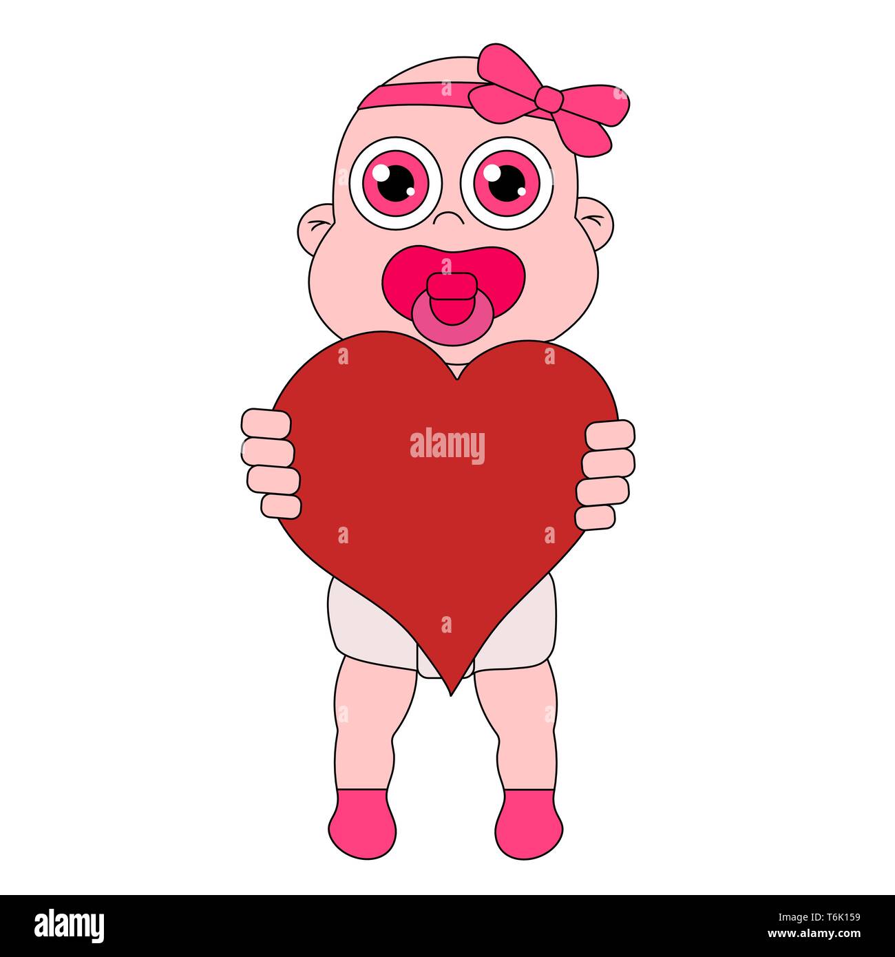 Baby girl with heart. Stock vector isolated illustration Stock Vector ...