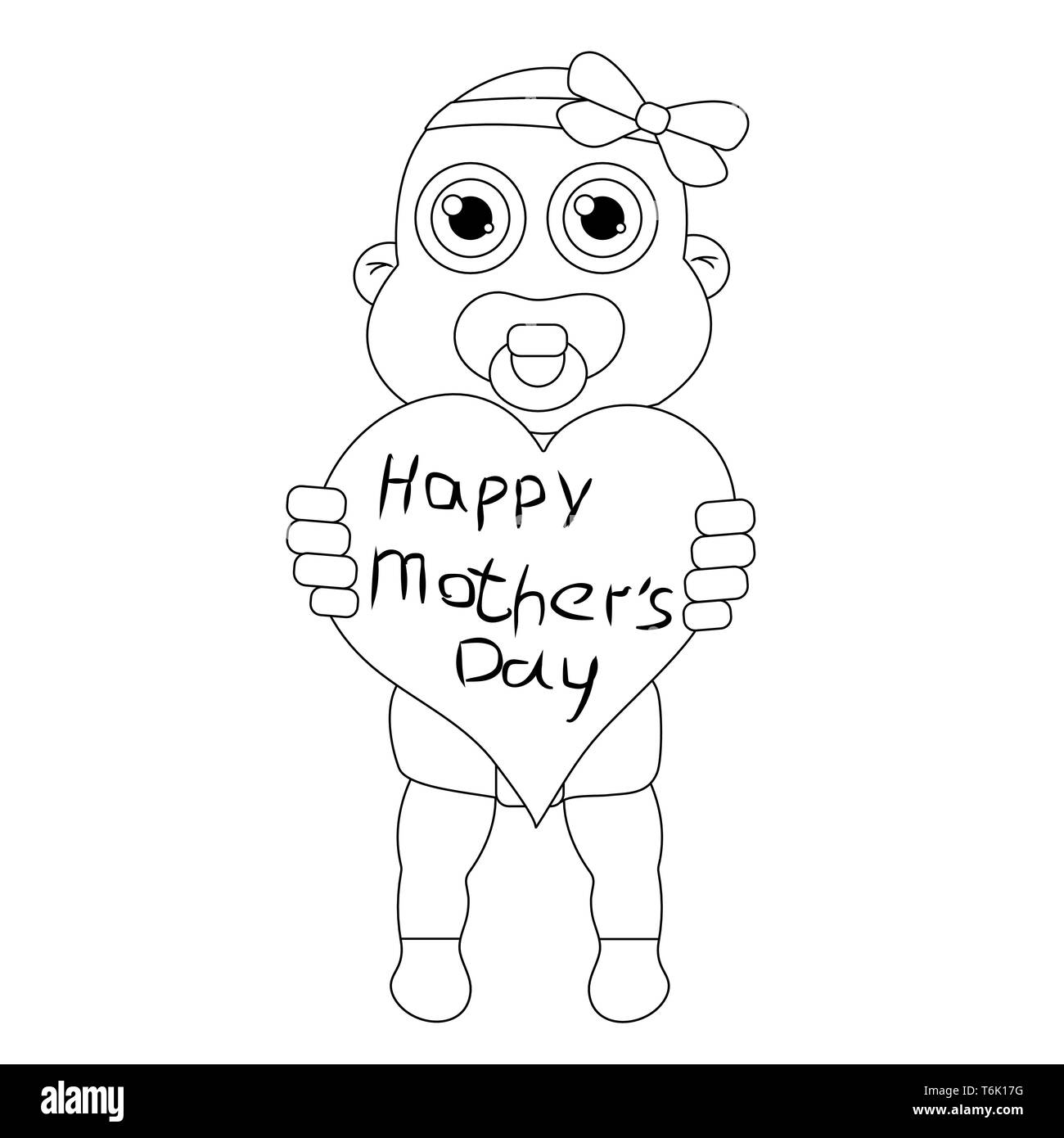 Baby girl with heart what have title outline. Stock vector isolated ...