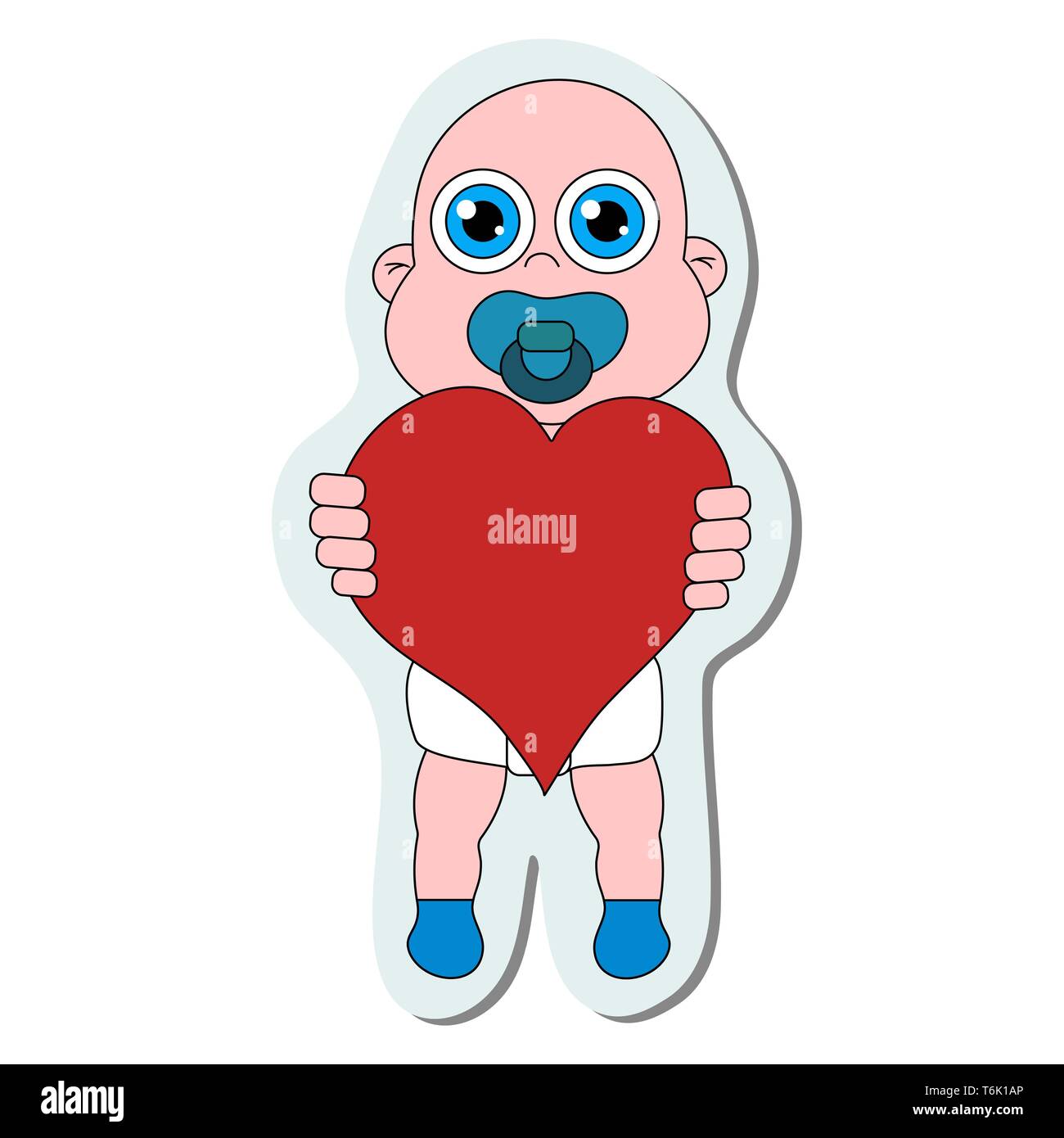 Baby with heart sticker. Stock vector isolated illustration Stock ...