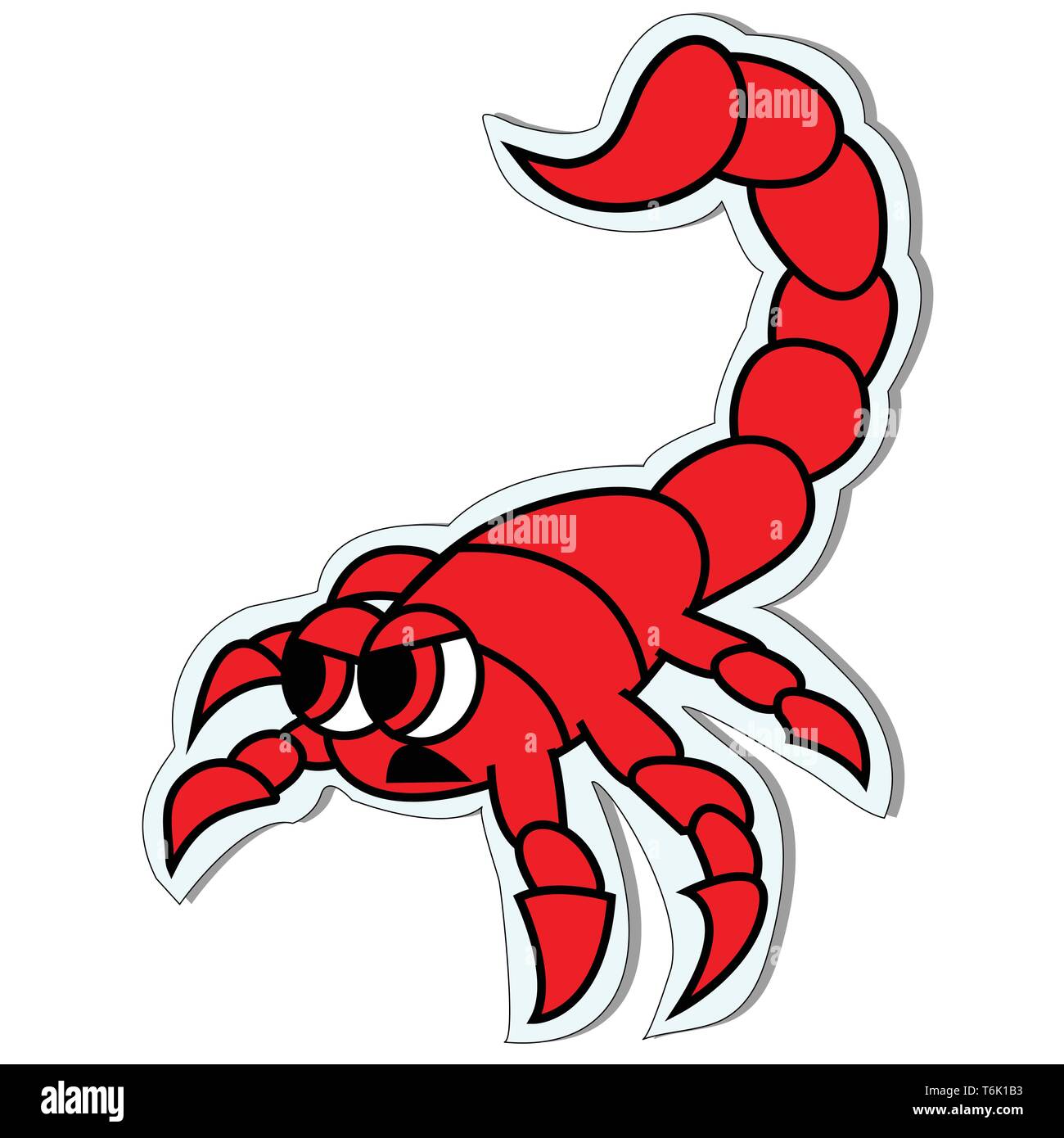angry cute red scorpion sticker vector illustration Stock Vector Image ...