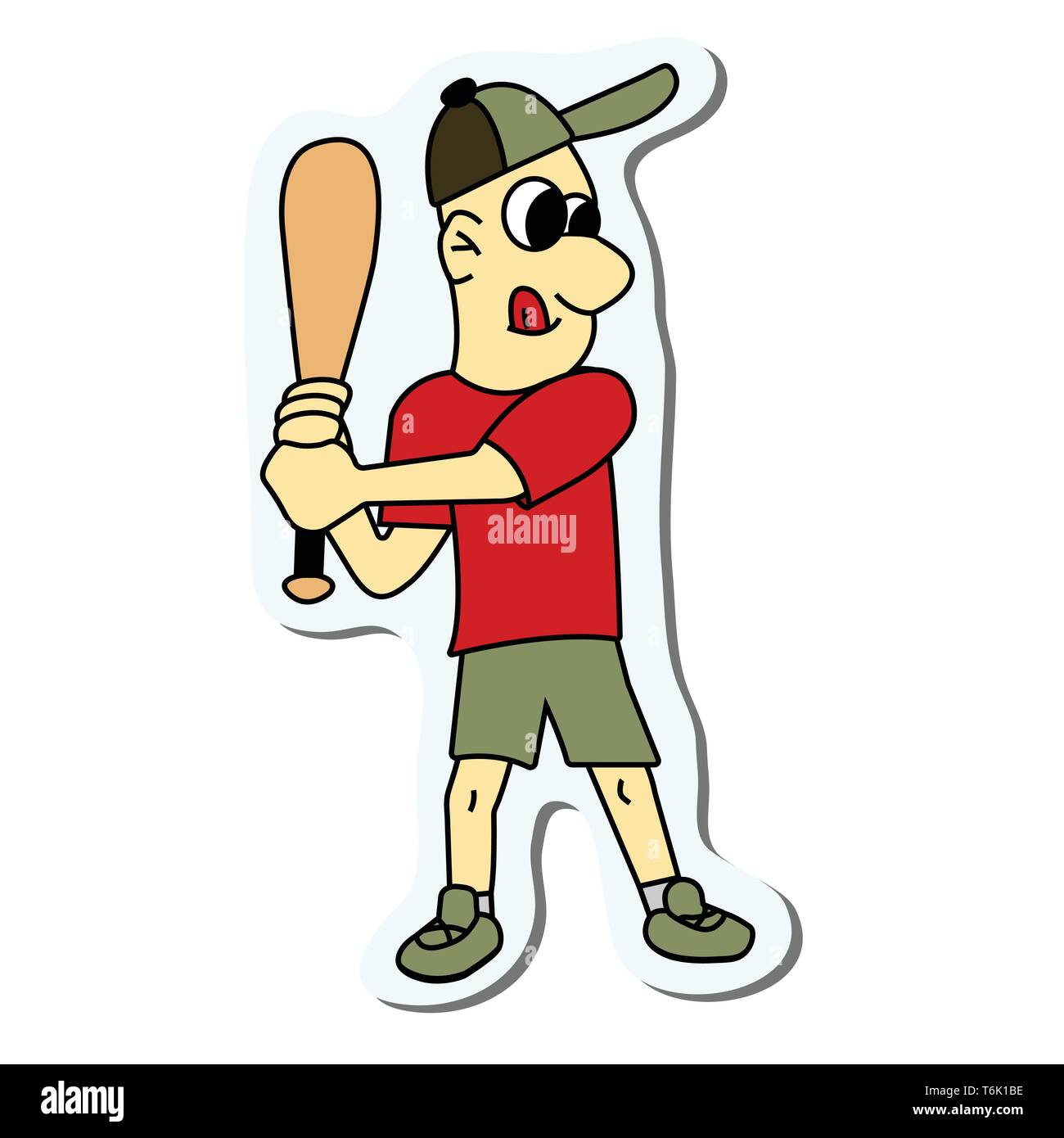 Cartoon illustration boy playing baseball hi-res stock photography and ...