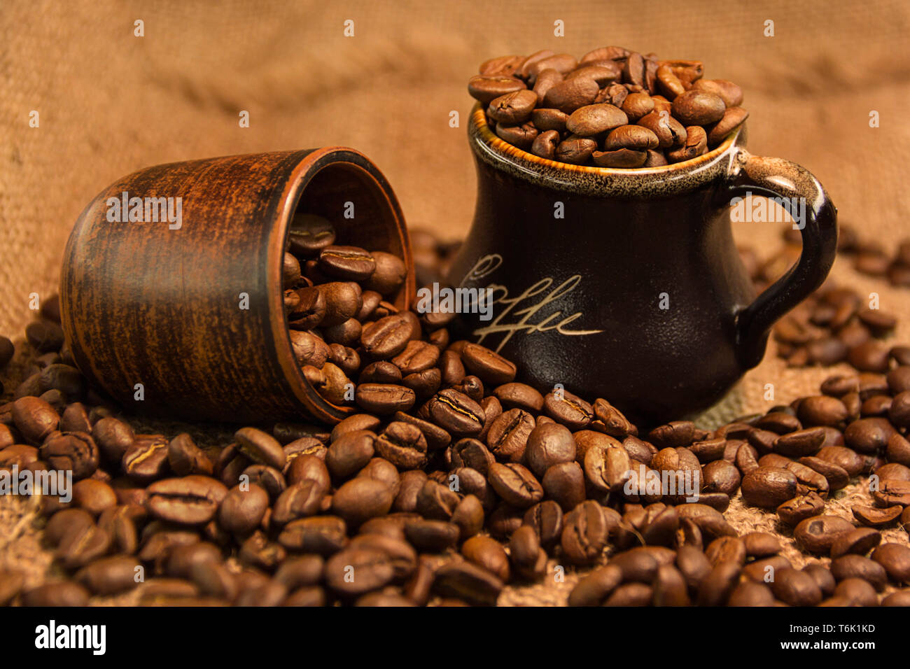Fragrant coffee beans for morning coffee for breakfast Stock Photo - Alamy