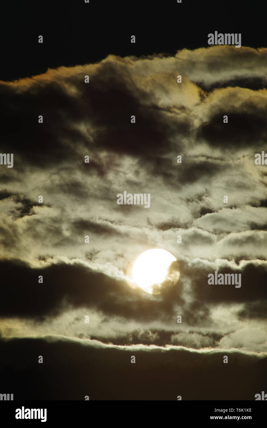 Golden Backlit Altocumulus Clouds at Sunset. Natural Background. Crail ...