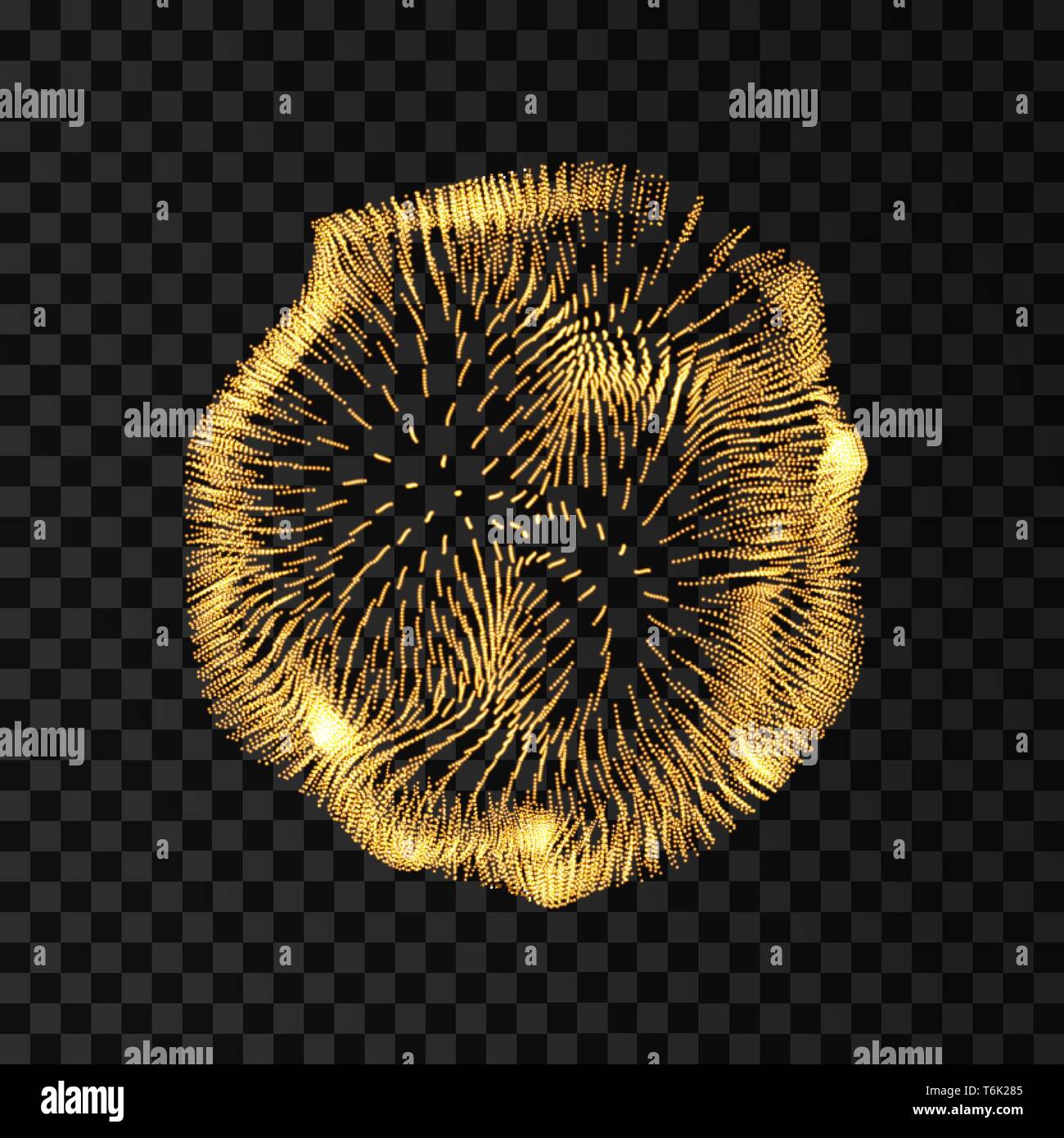 3d abstract sphere. Array with dynamic particles. Modern science and technology element. Vector ...