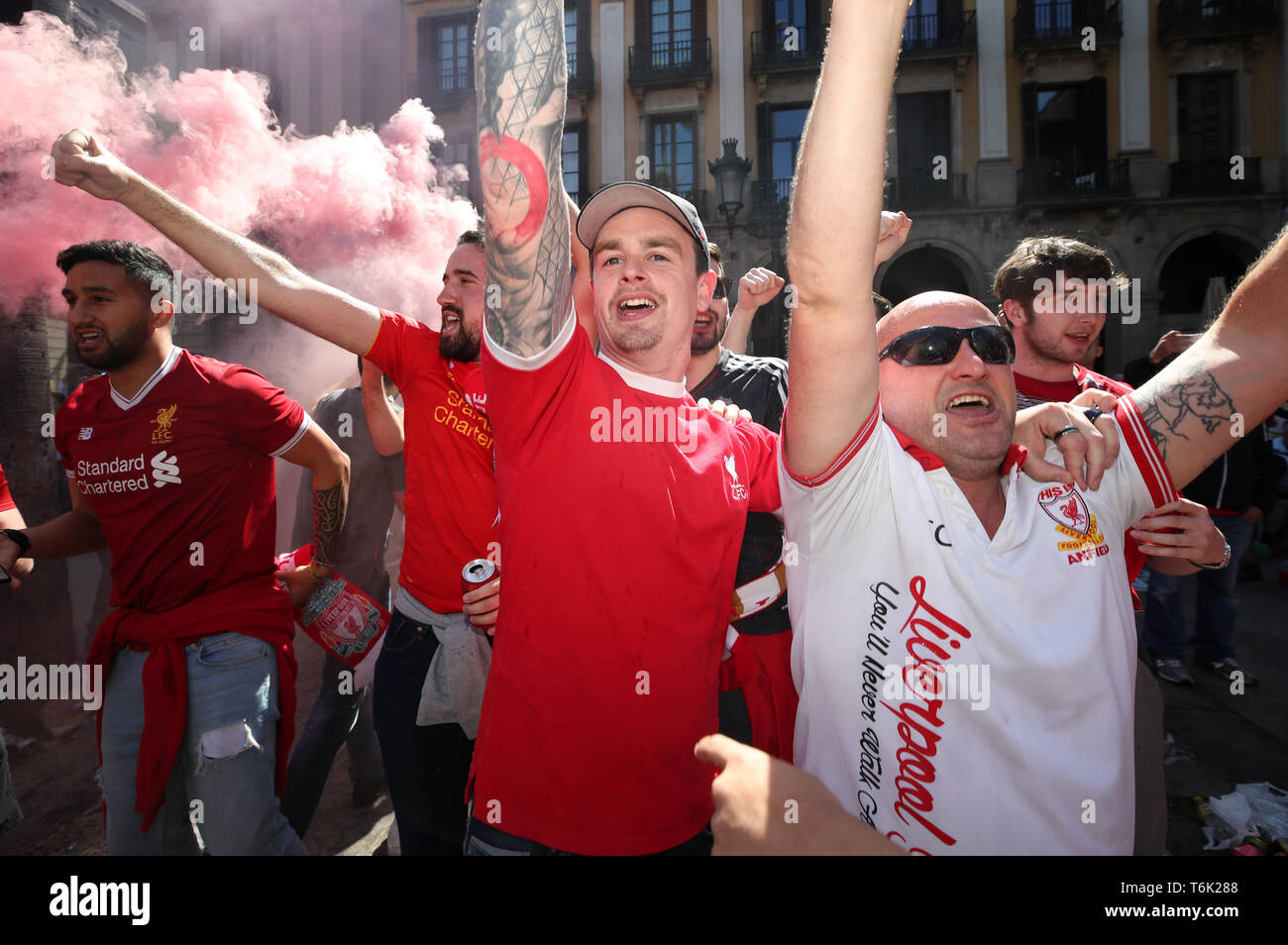 Liverpool fans before the UEFA Champions League semi final between ...