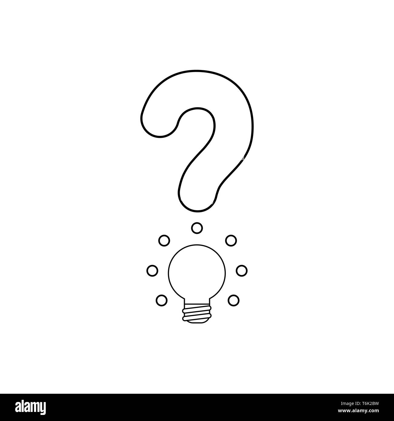Vector icon concept of question mark with glowing light bulb. Black ...
