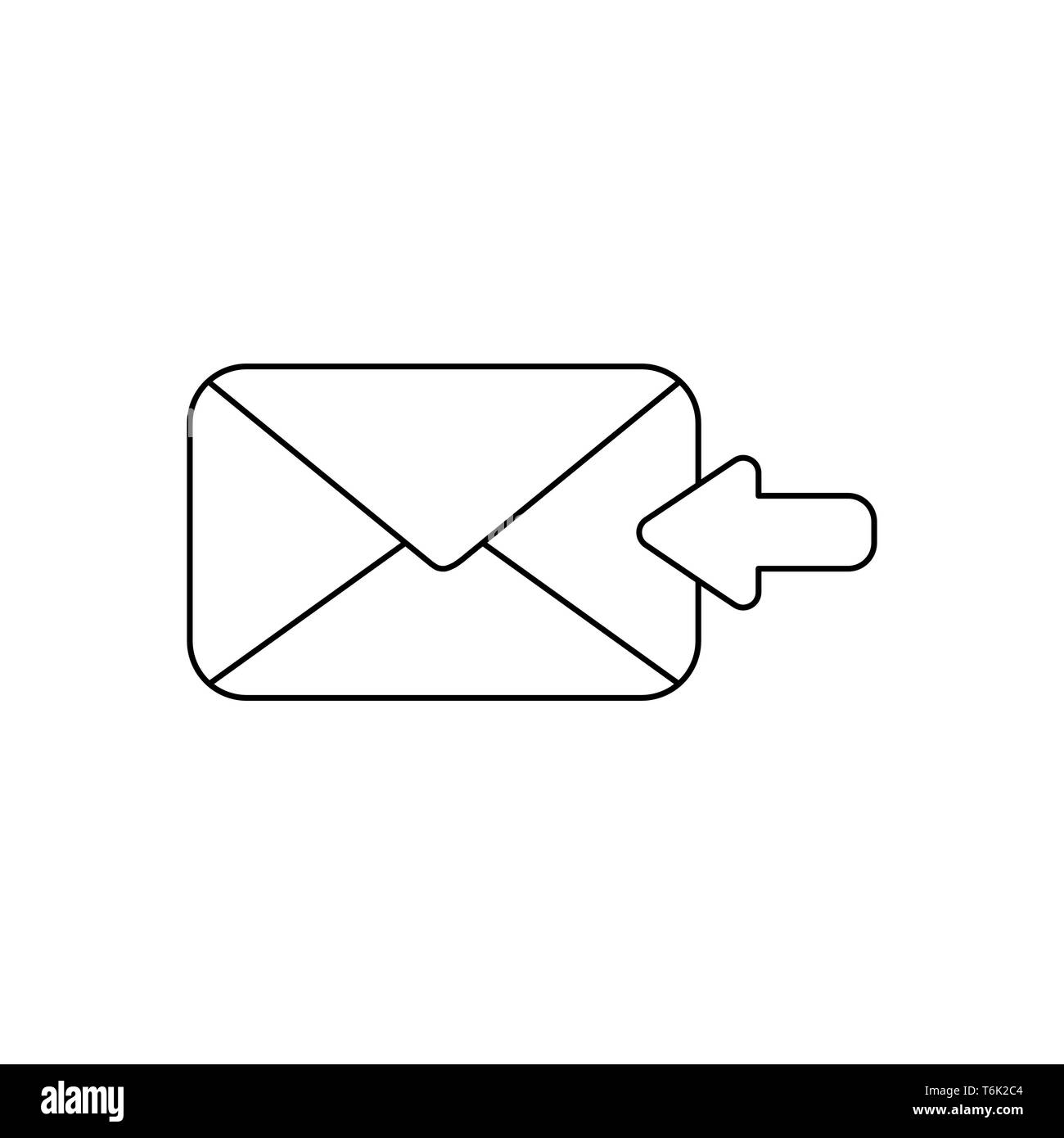 Vector icon concept of receive message or email with envelope and arrow ...