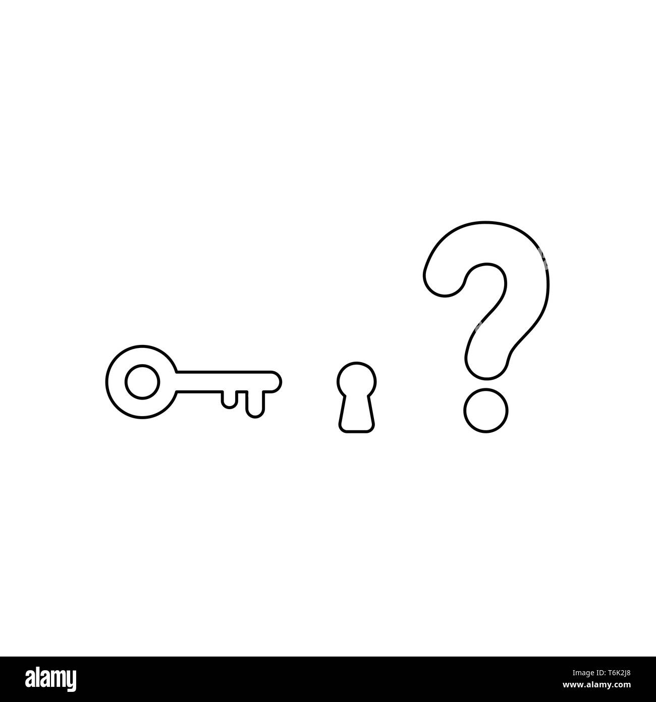 Vector icon concept of key and keyhole with question mark. Black ...