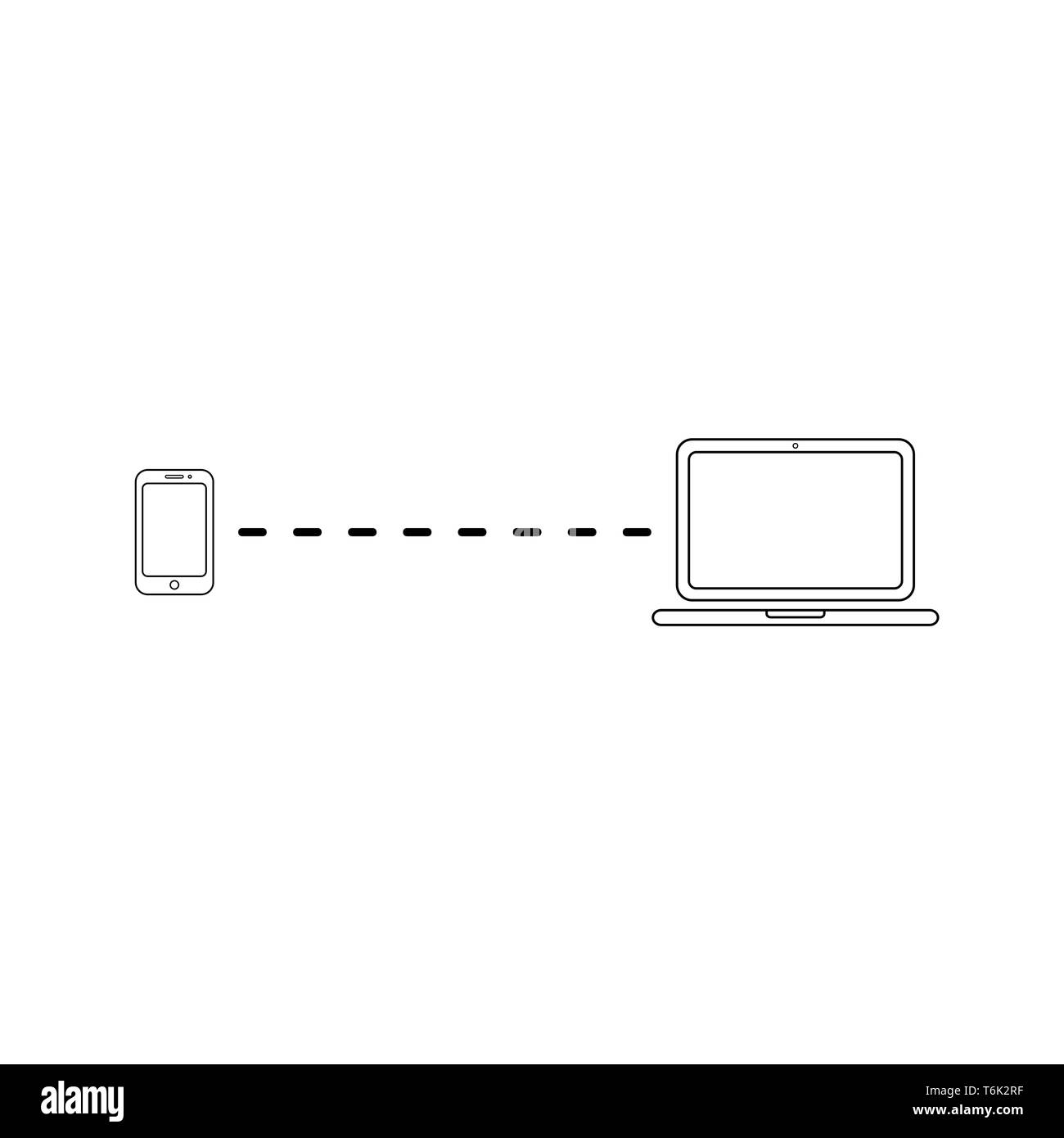Vector icon concept of connection between smartphone and laptop ...