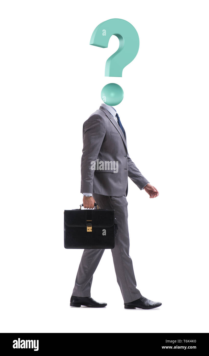 Businessman with question mark instead of his head Stock Photo - Alamy
