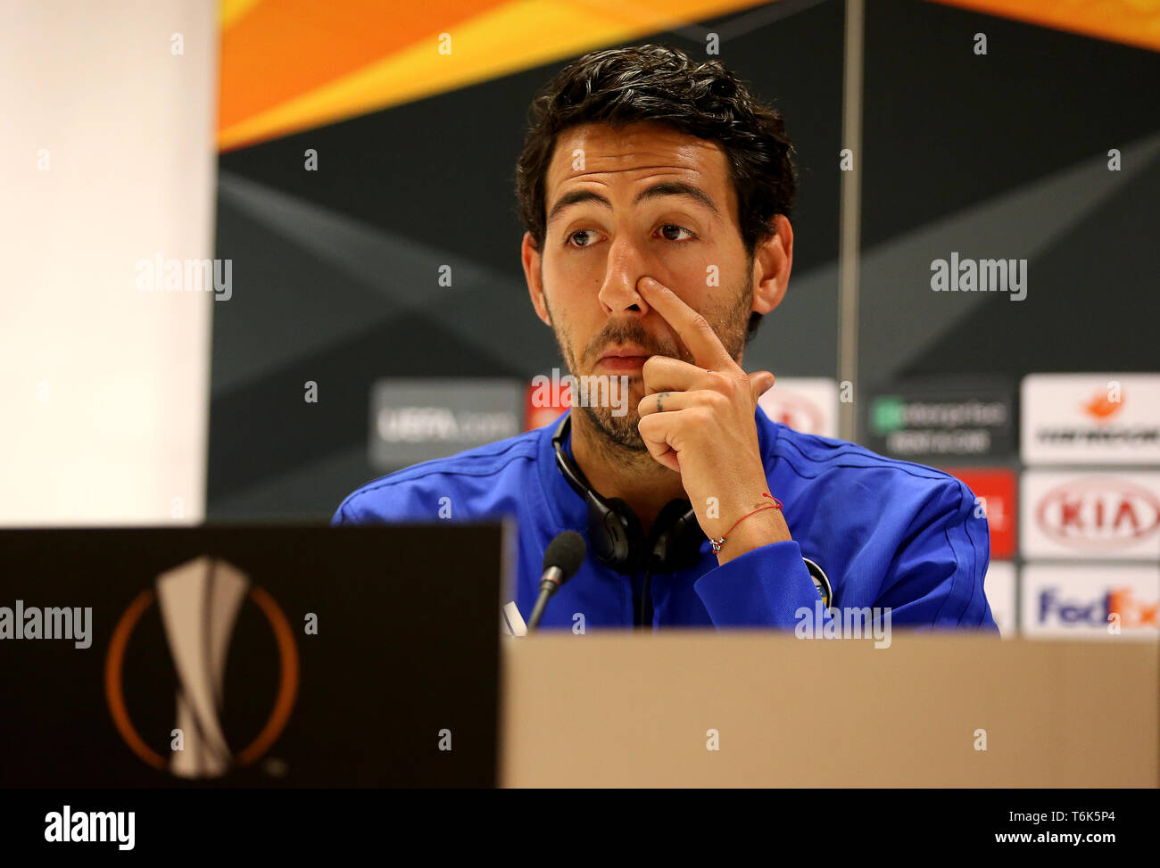 Valencia's Dani Parejo during the press conference at the Emirates ...