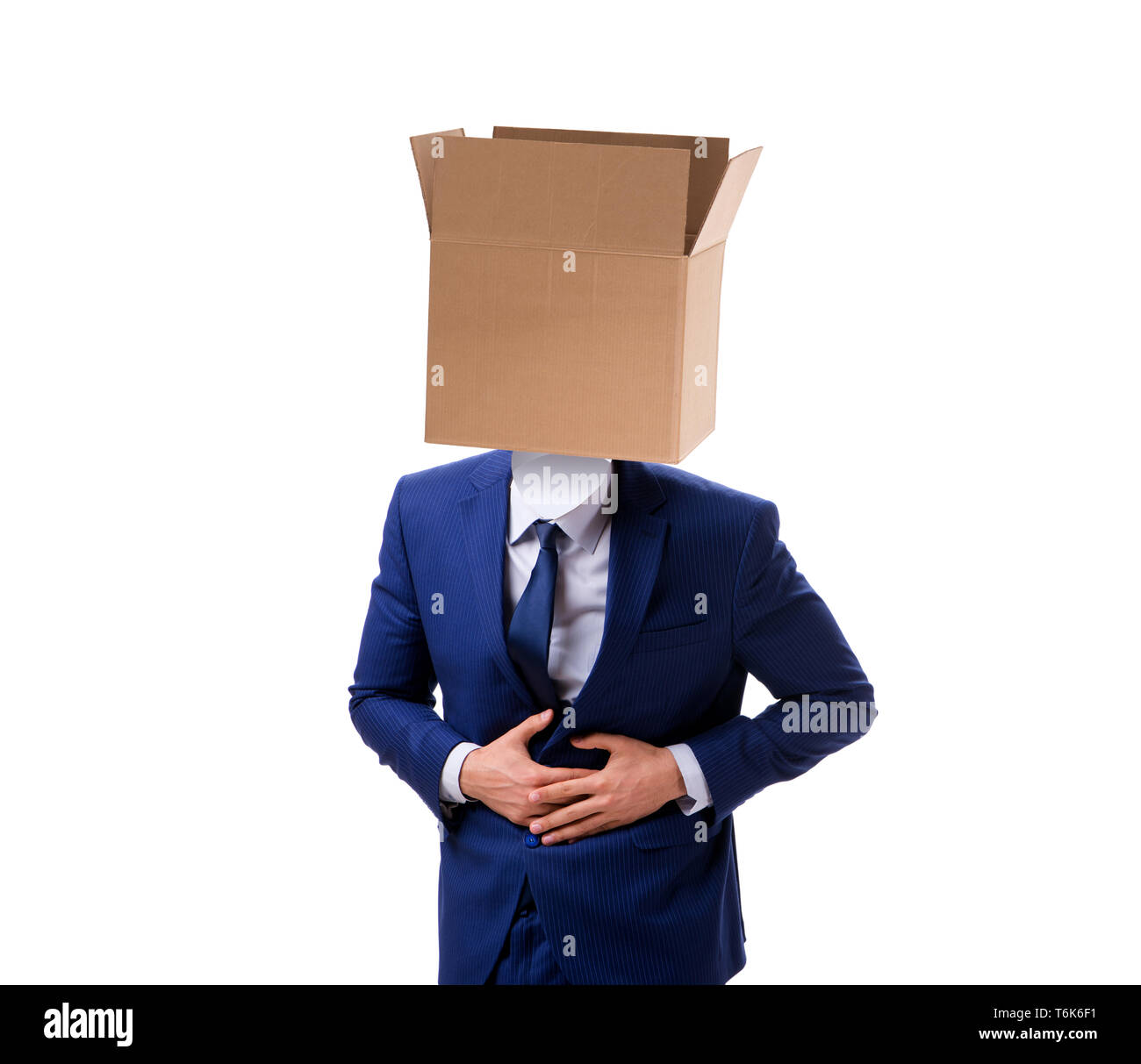 The businessman with blank box on his head Stock Photo - Alamy