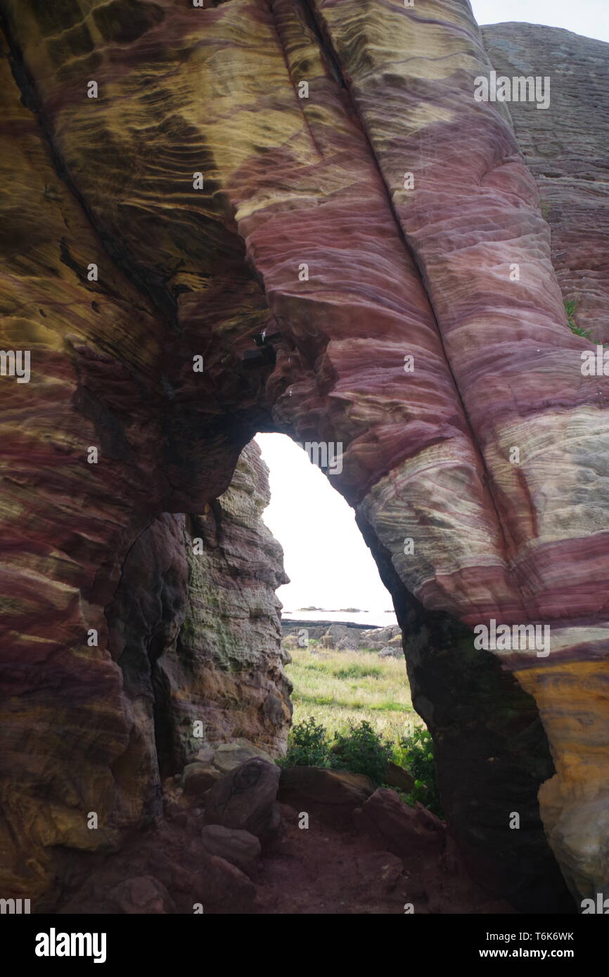 Caiplie Caves, Raised Beach Sea Cliff of Colourful Carboniferous ...