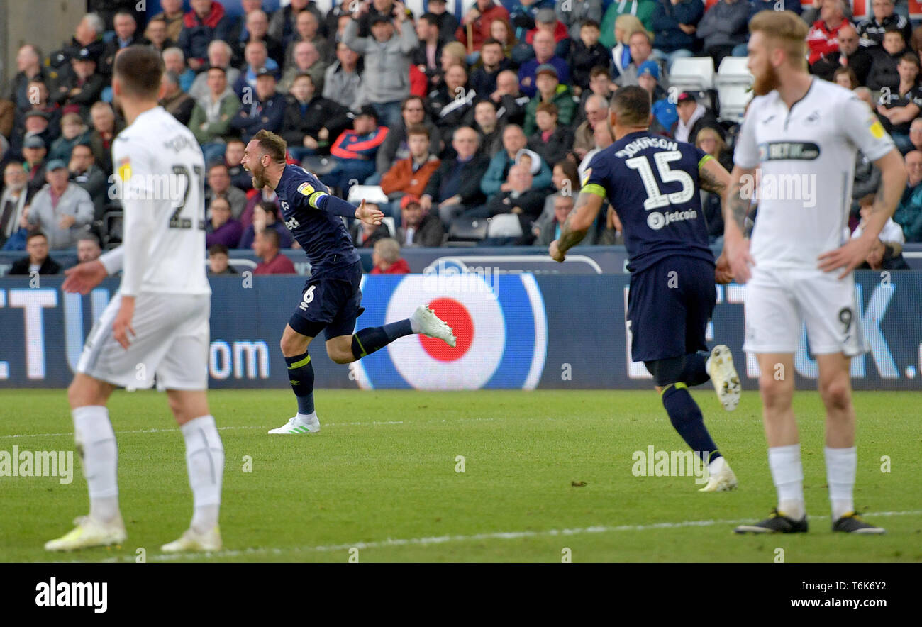 Derby countys richard keogh celebrates scoring hi-res stock photography ...
