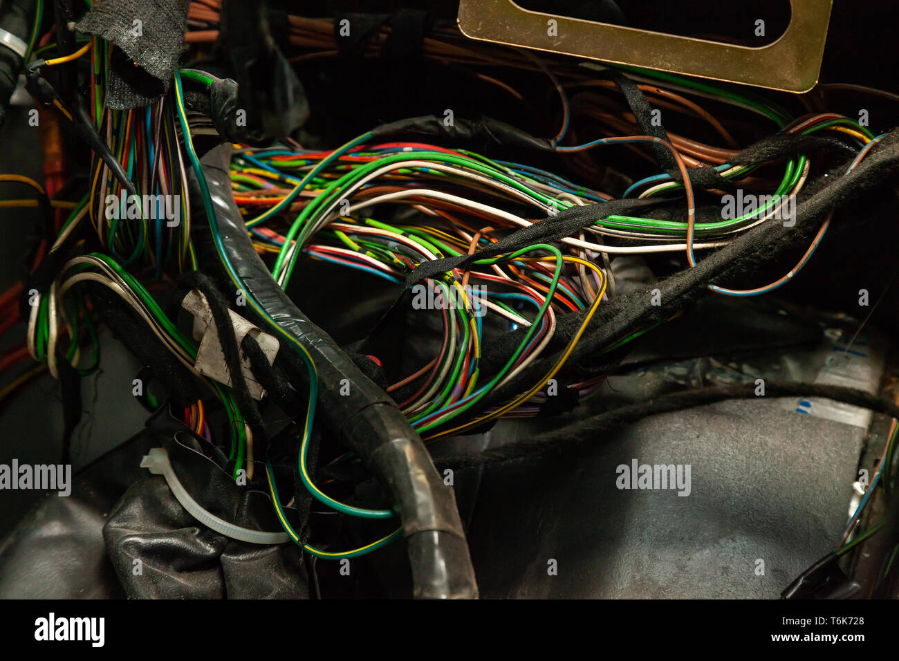 Large wide cable with multicolored red and green wires and connectors ...