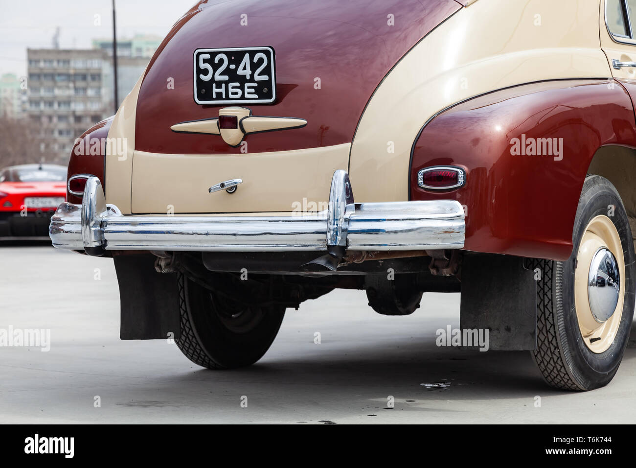 Novosibirsk, Russia - 05.01.2019: Rear bumper view of the double ...